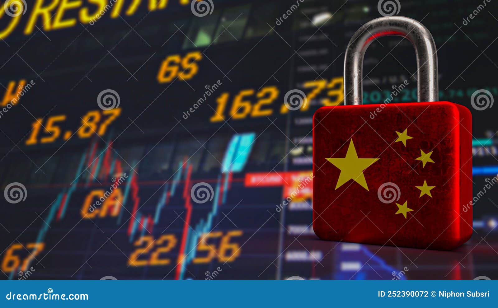 The Chinese Flag on Lock for Business Concept 3d Rendering Stock ...