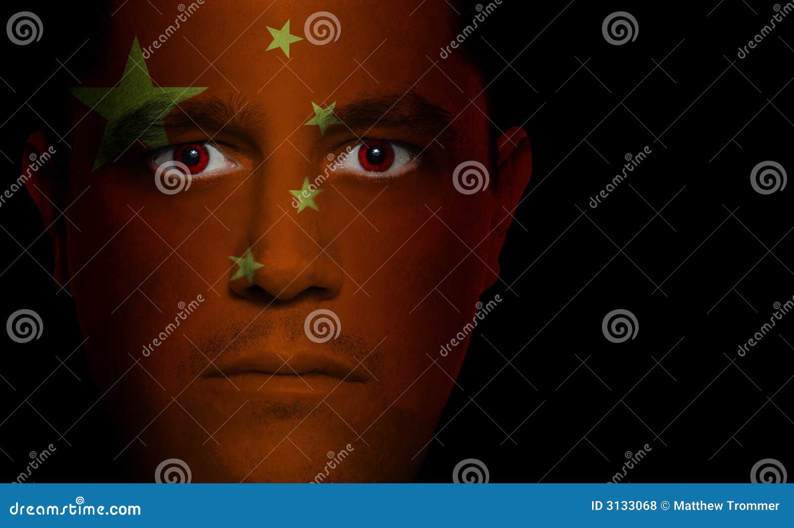 Chinese Flag - Male Face stock photo. Image of individual - 3133068