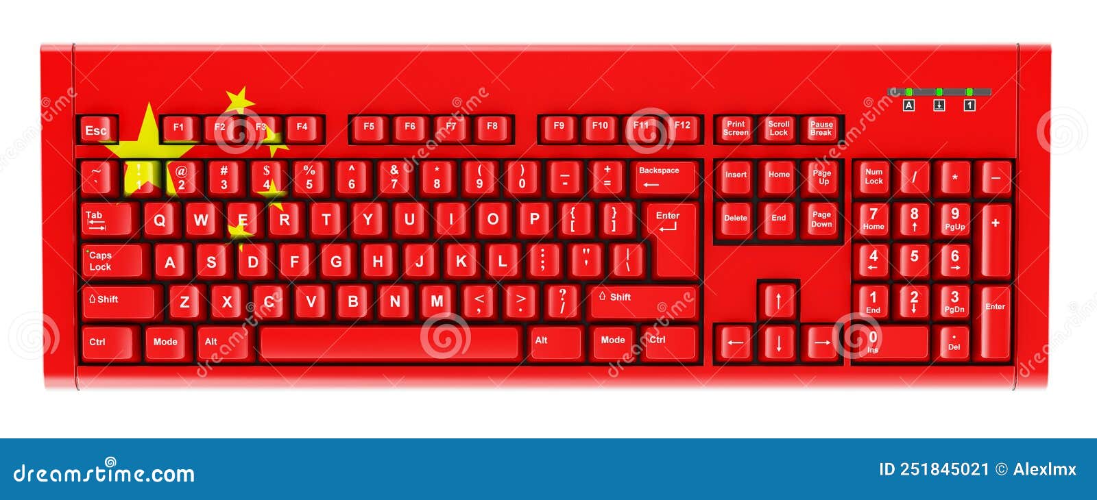 Chinese Flag Painted on Computer Keyboard. 3D Rendering Stock ...