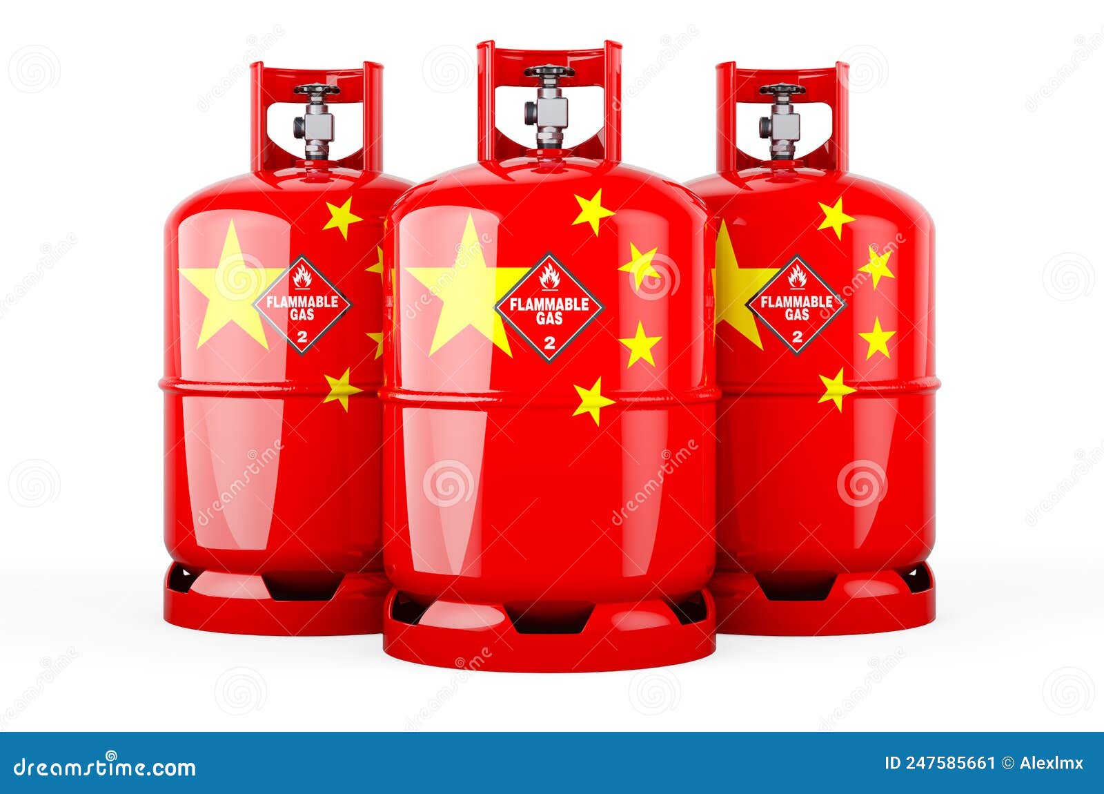 Chinese Flag Painted on the Propane Cylinders with Compressed Gas, 3D ...