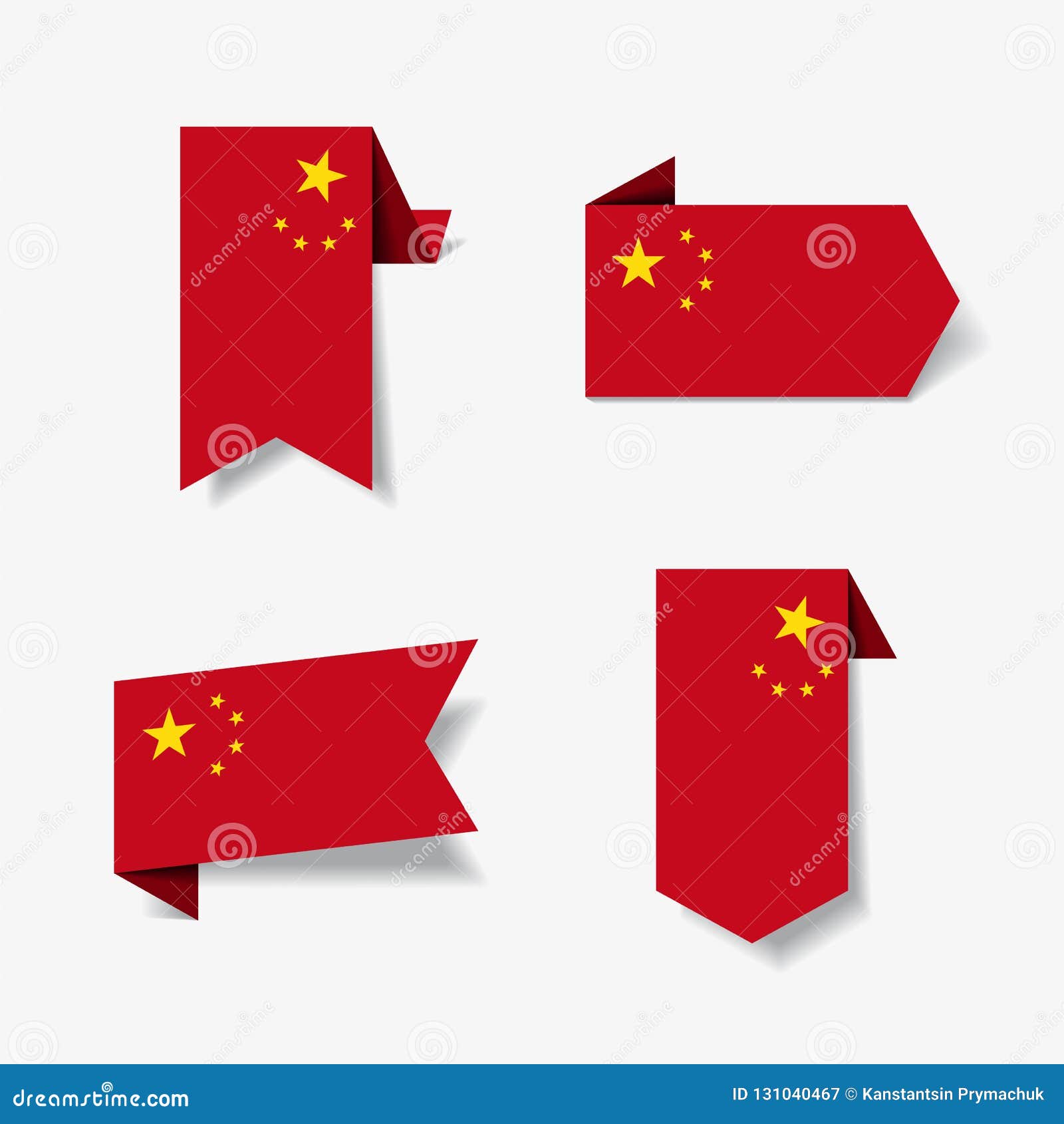 Chinese Flag Stickers and Labels. Vector Illustration. Stock Vector ...