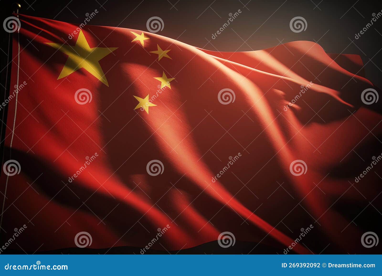 Chinese Flag in the Sun Rays.Realistic Generated AI Stock Illustration ...
