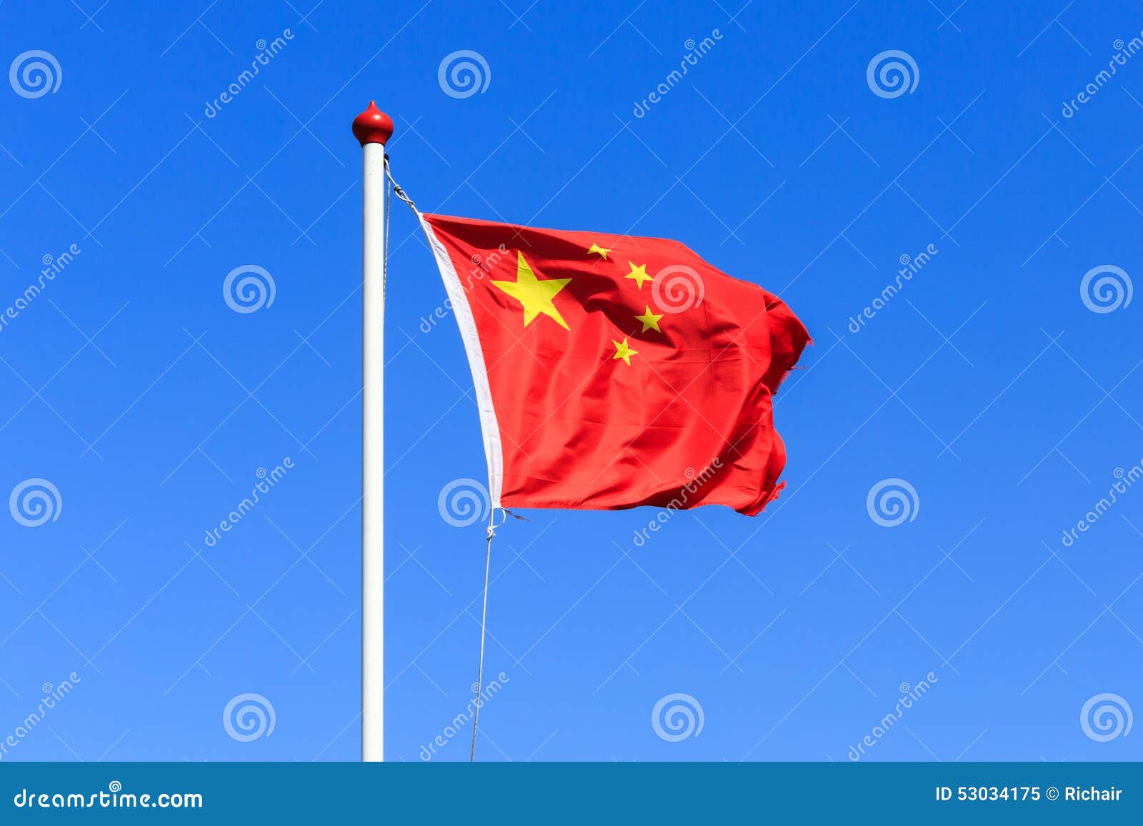 Chinese Flag With Great Wall Of China In Background Stock Image ...