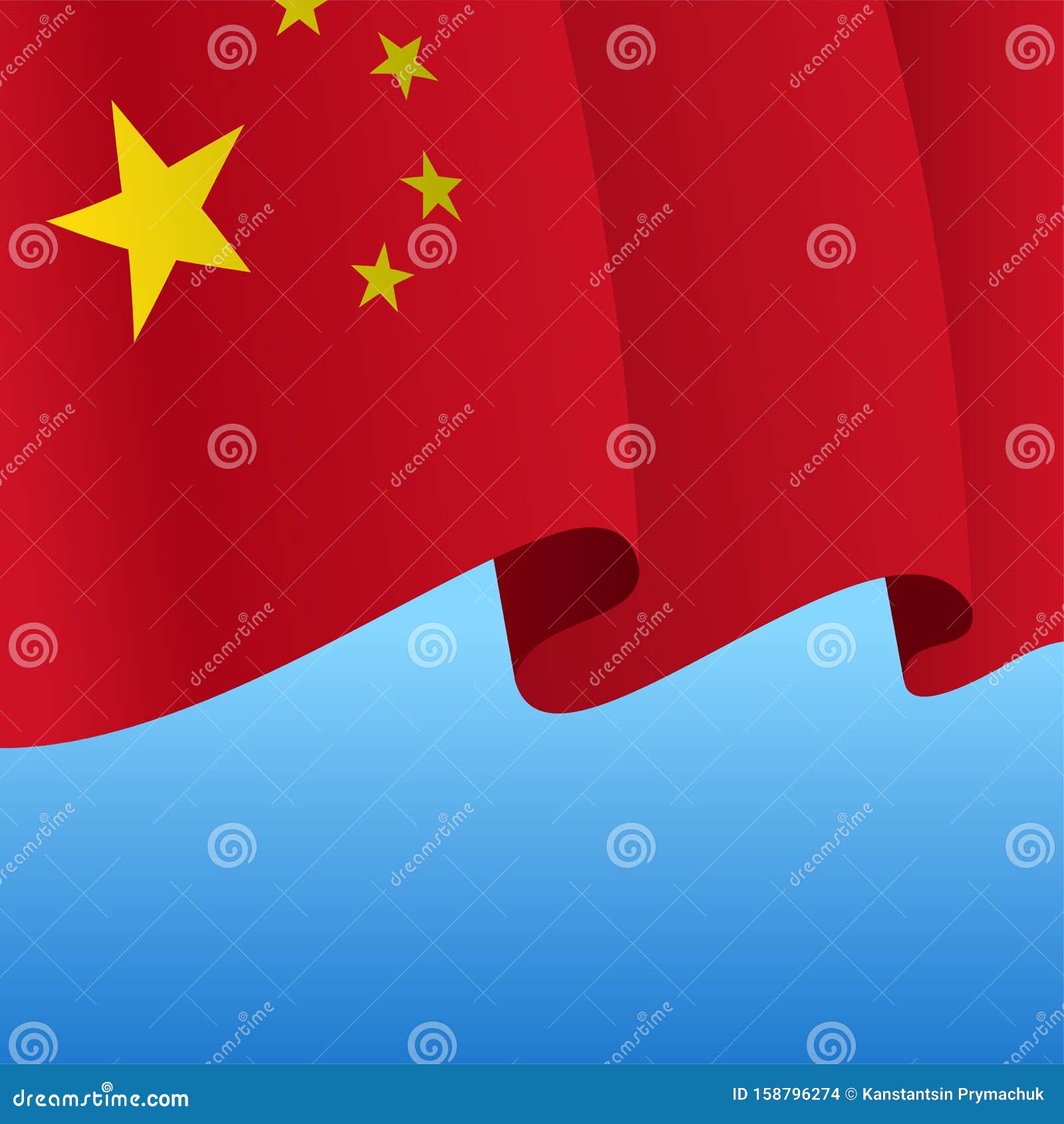 Chinese Flag Wavy Abstract Background. Vector Illustration. Stock ...
