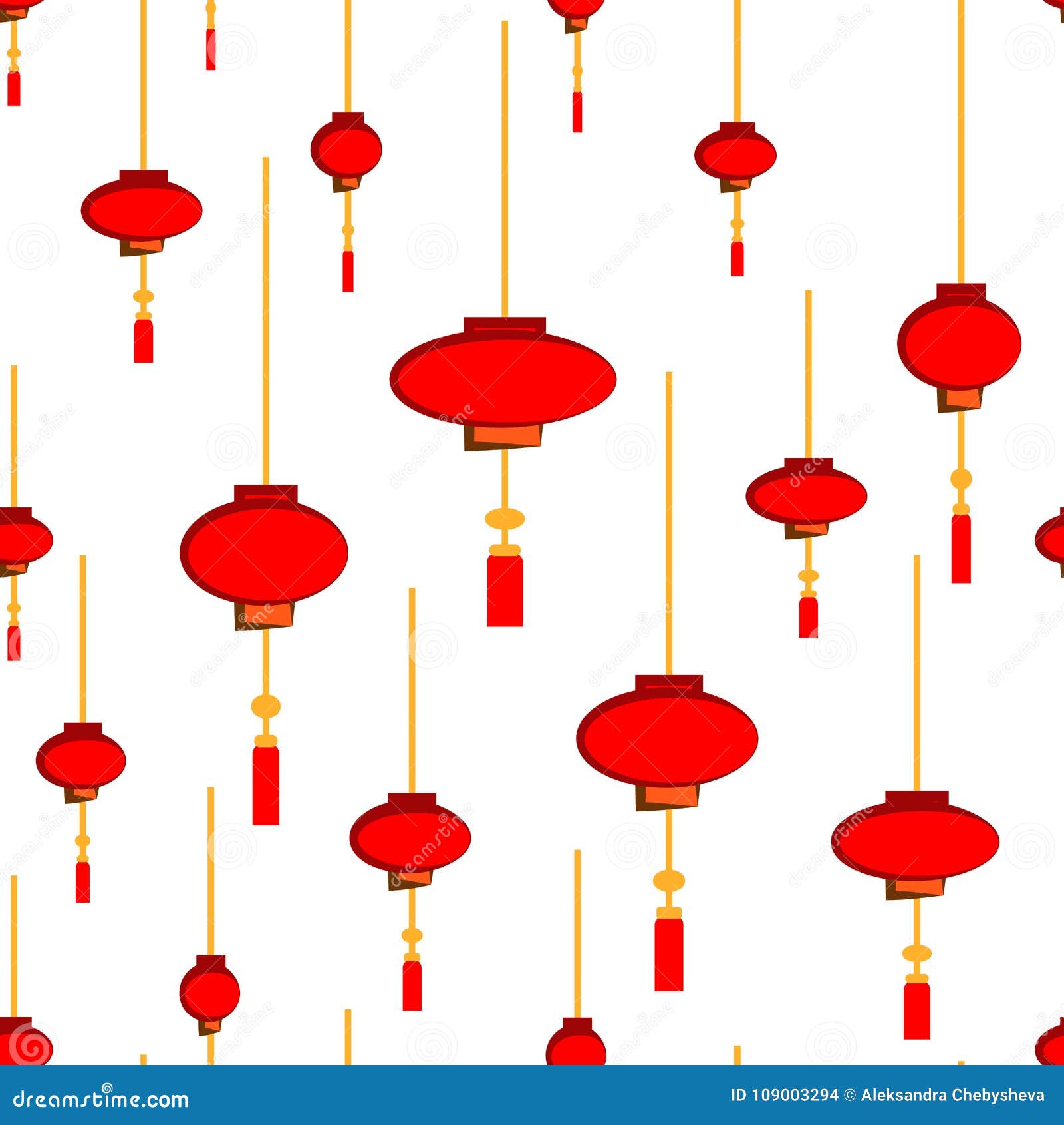 Chinese Flashlights Seamless Pattern - Hand Drawn Red and White Lights ...