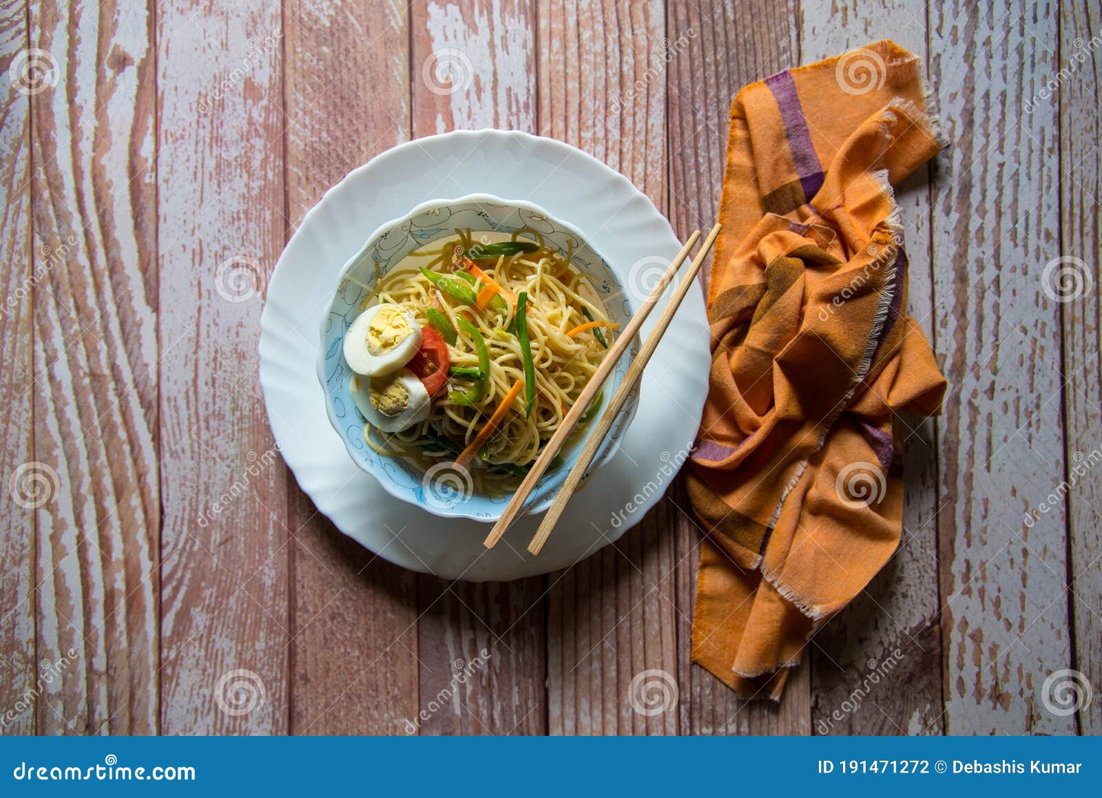 Chinese Food in a Bowl on a Plate Stock Photo - Image of basil ...