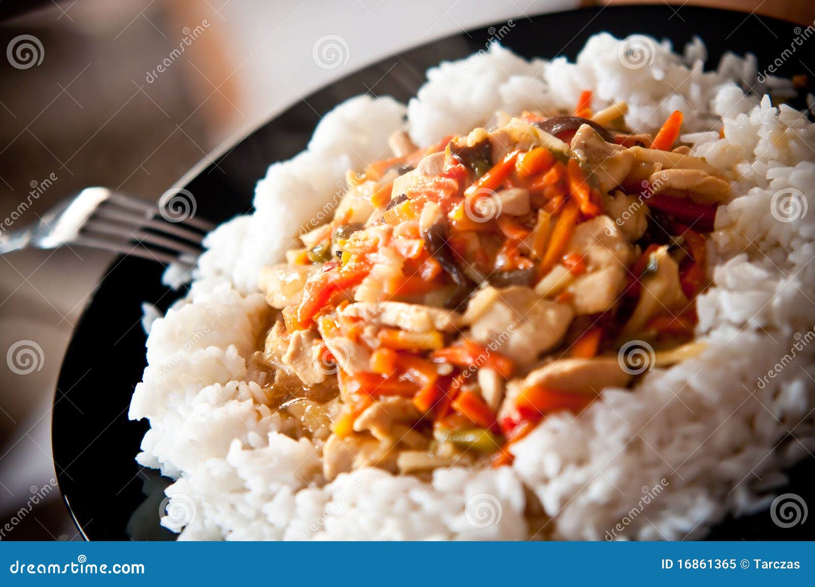 Chinese Food Chicken with Vegetables and Rice Stock Image - Image of ...