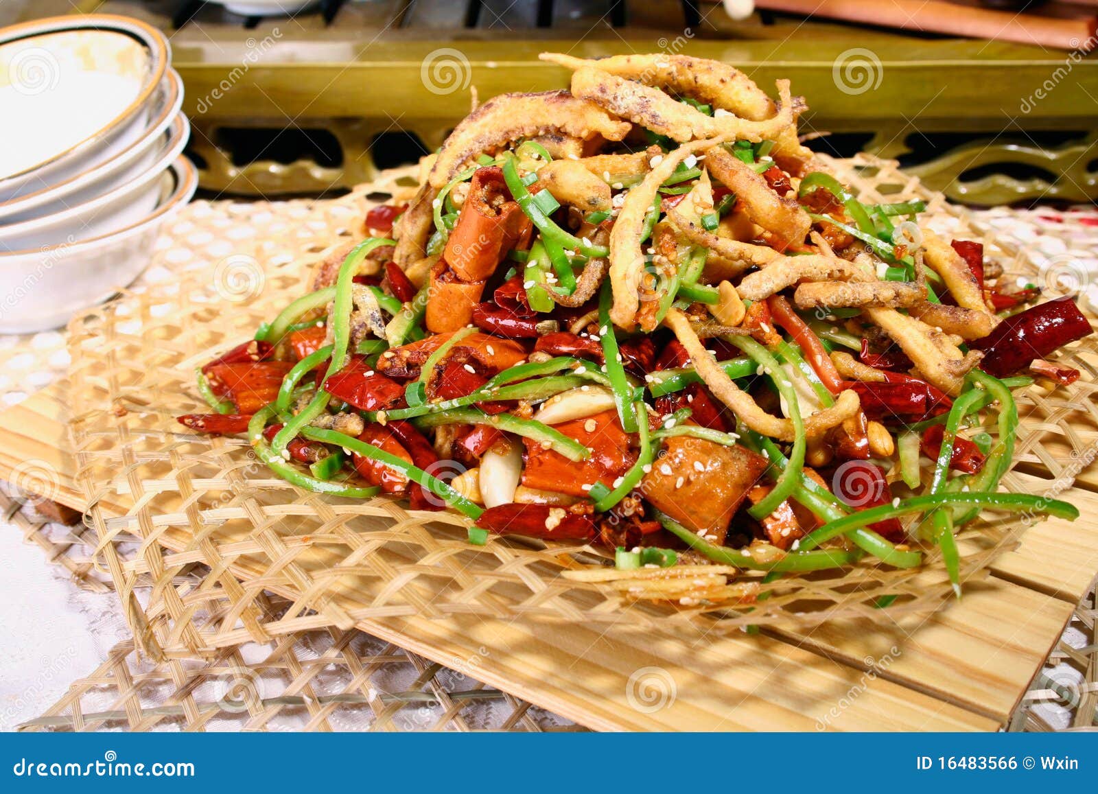 Chinese Food -chili Fried Squid Stock Photo - Image of squid, protein ...