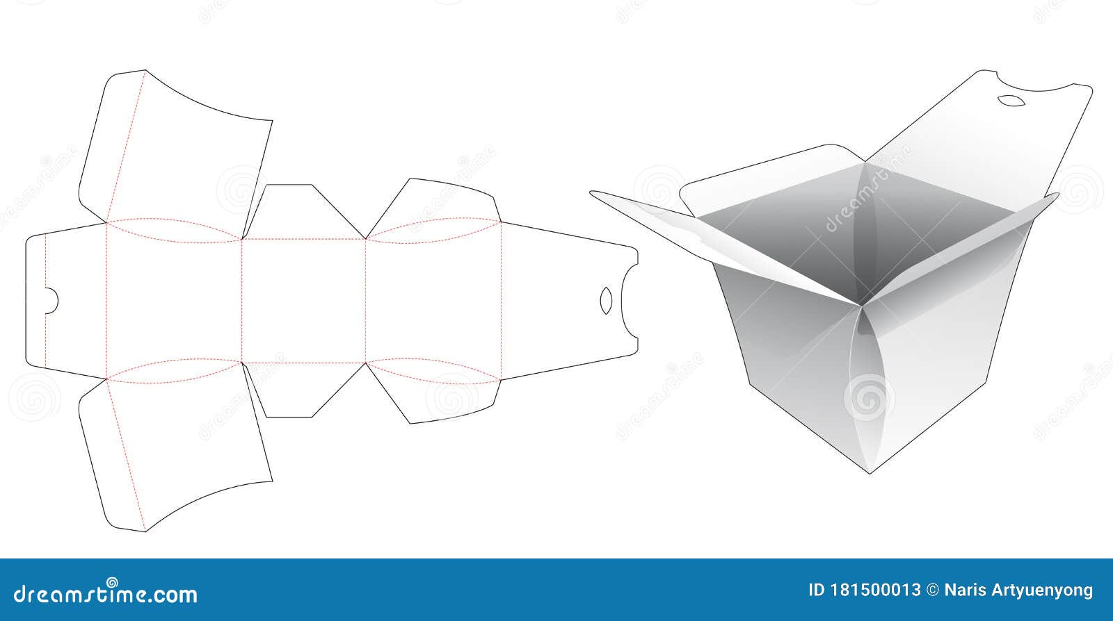 Chinese Food Container Box Die Cut Template Stock Vector - Illustration ...