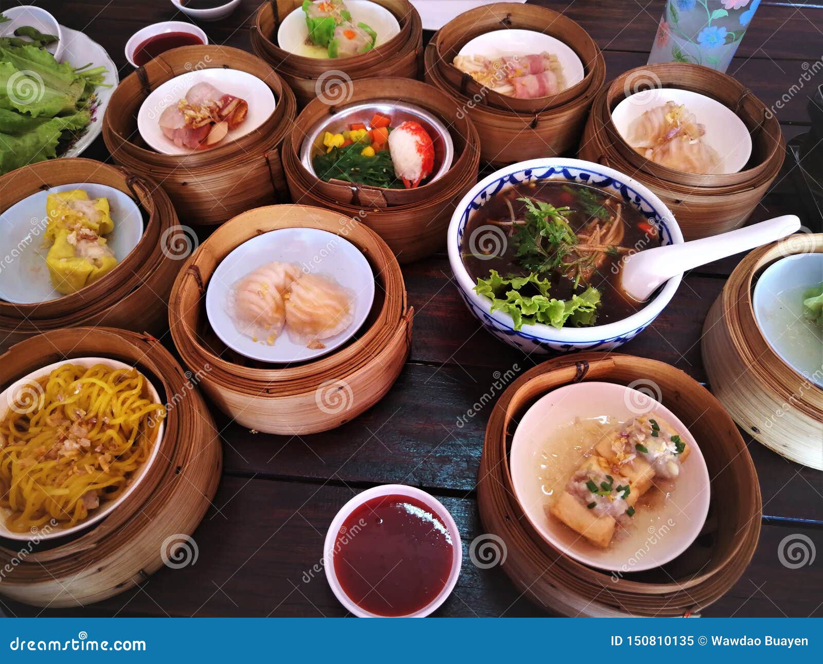 Chinese Food Dim Sam Set in Bamboo Container Healthy Food Stock Image ...