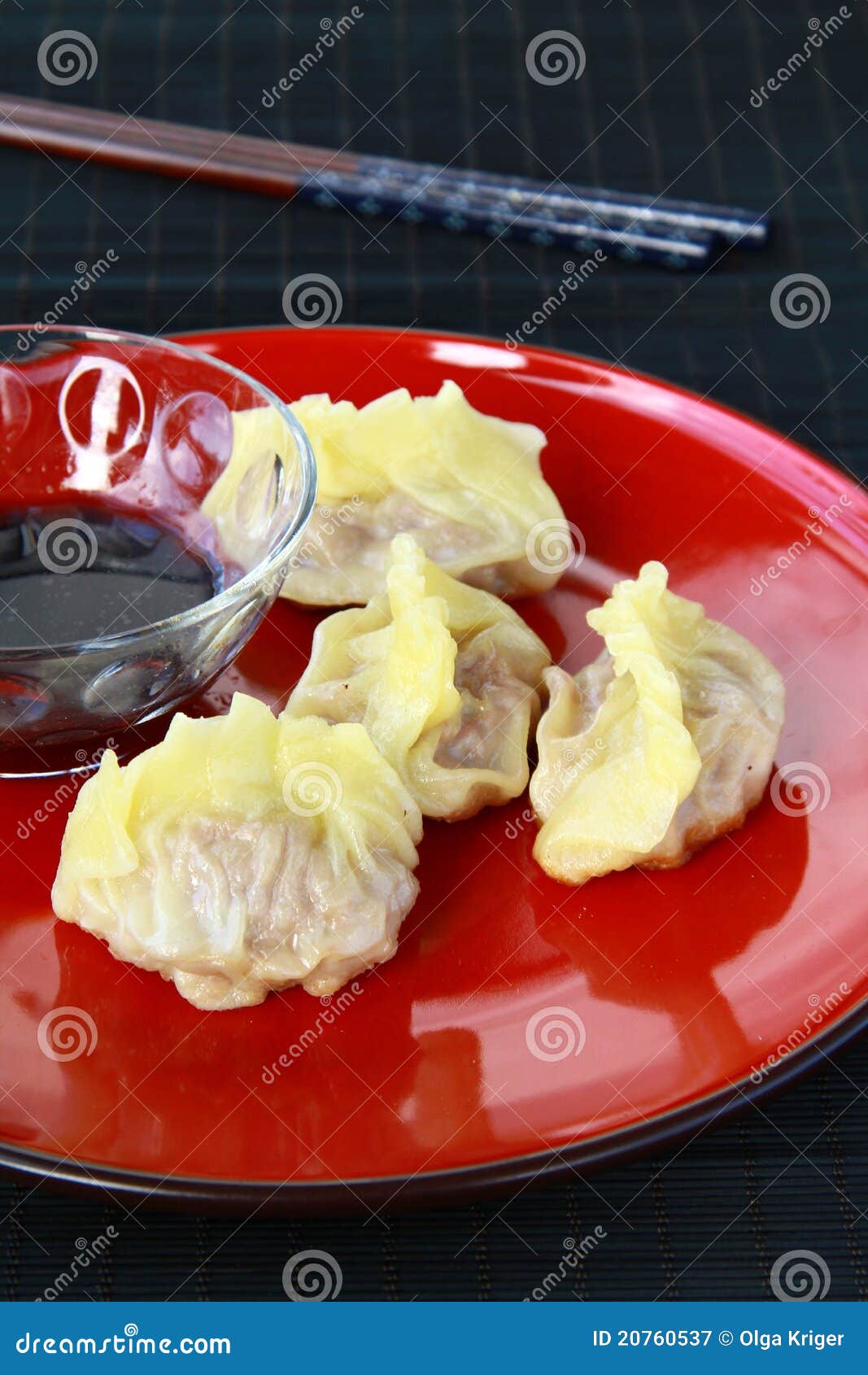 Chinese Food - Dim Sum on Red Plate Stock Image - Image of meat, snack ...