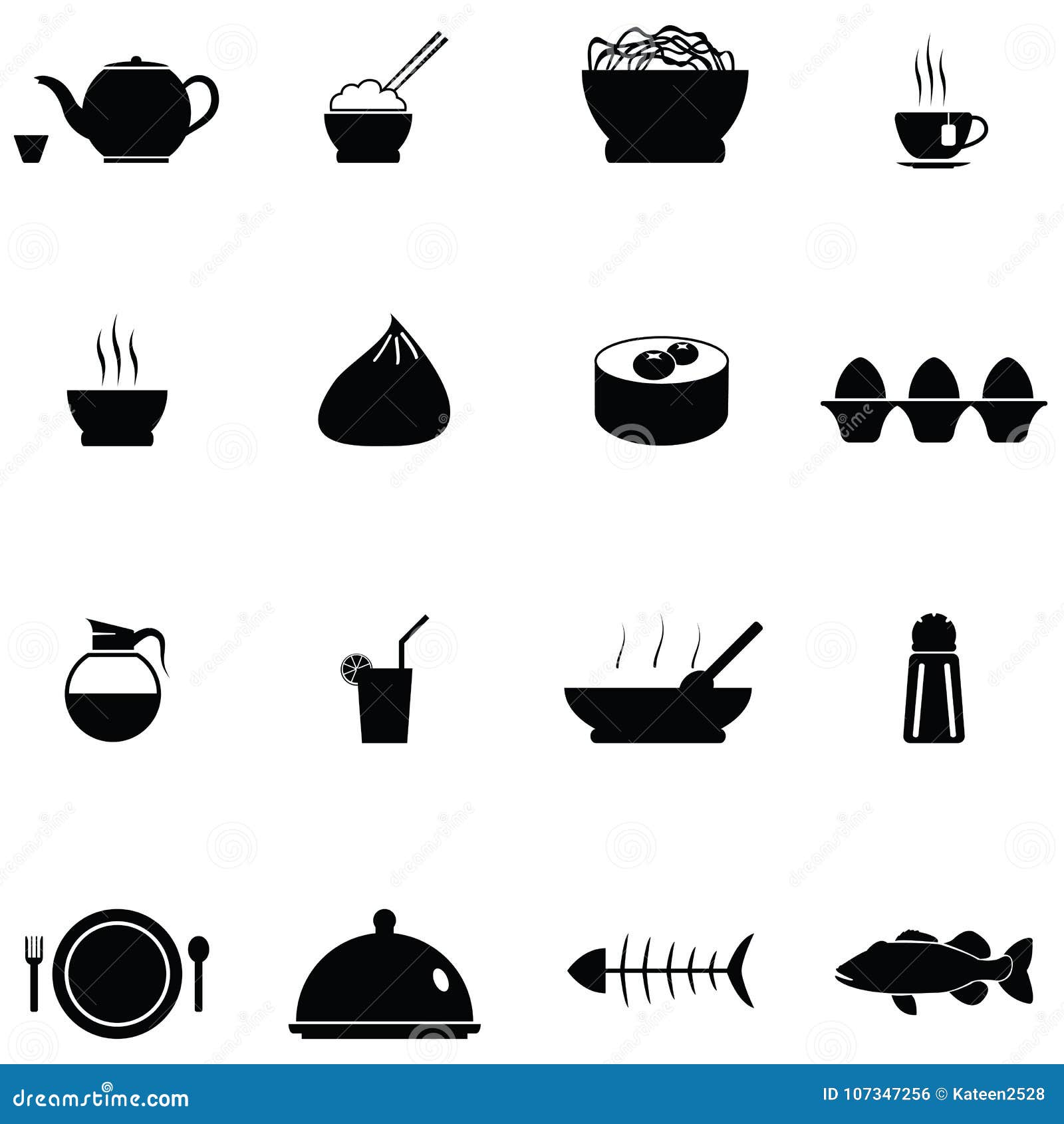 Chinese food icon set stock vector. Illustration of meal - 107347256