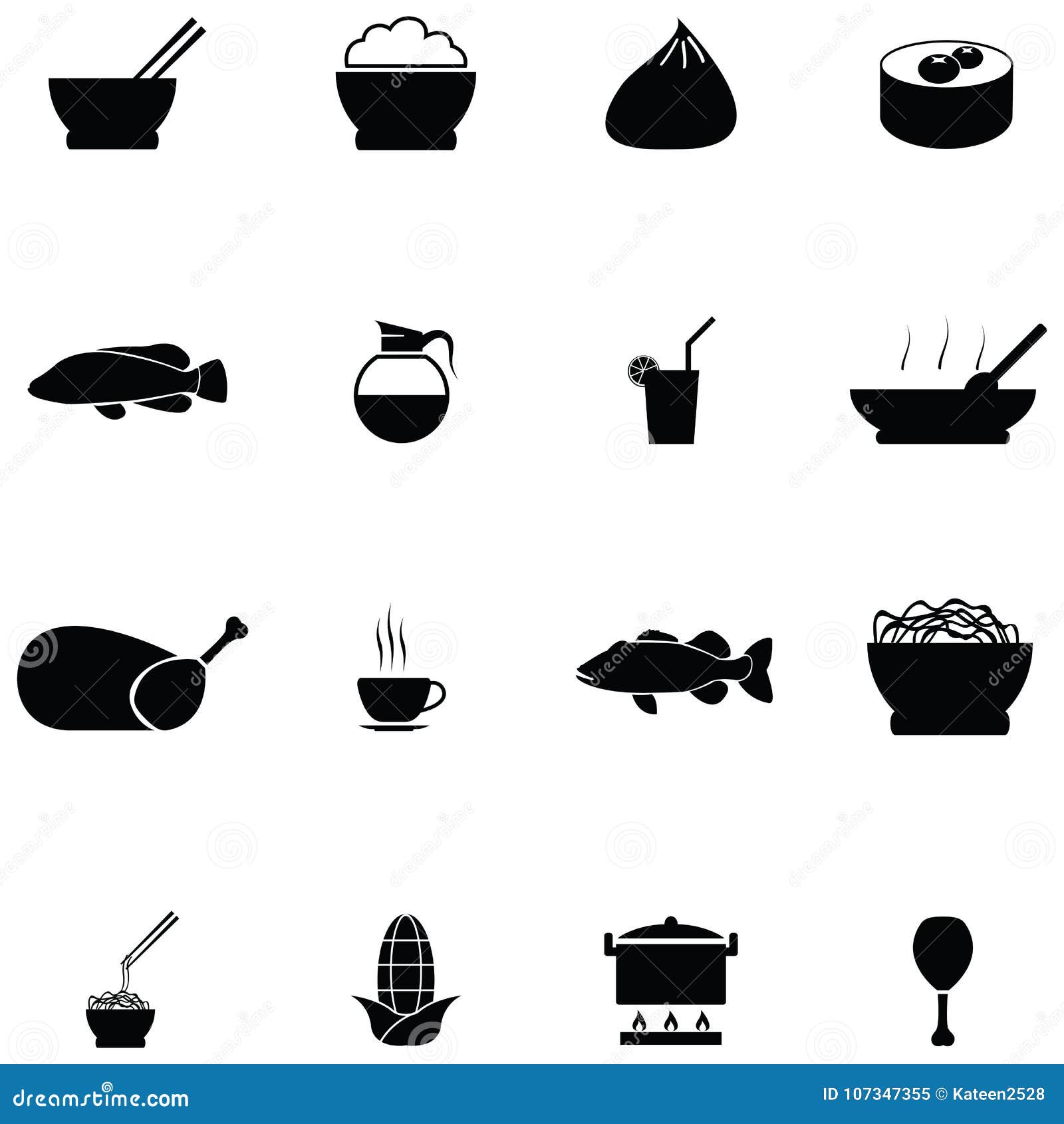 Chinese food icon set stock vector. Illustration of asia - 107347355