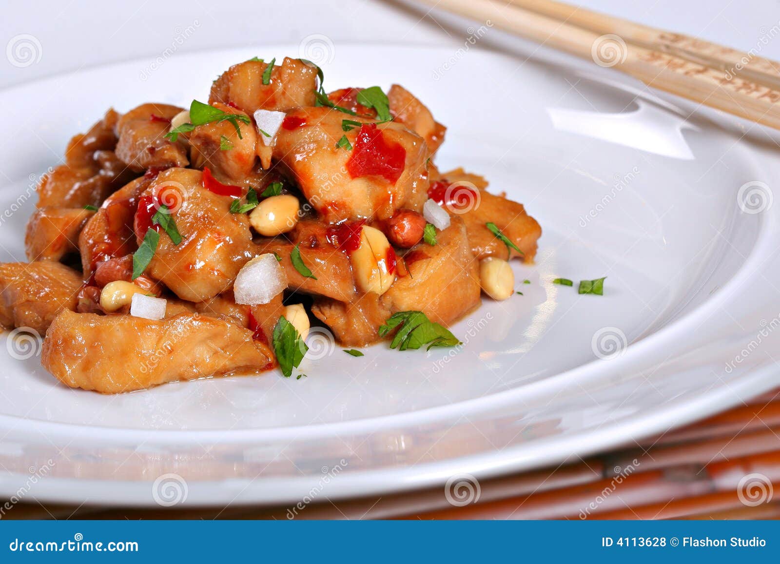 Chinese Food Kung Po Chicken Stock Photo - Image of spicy, sweet: 4113628