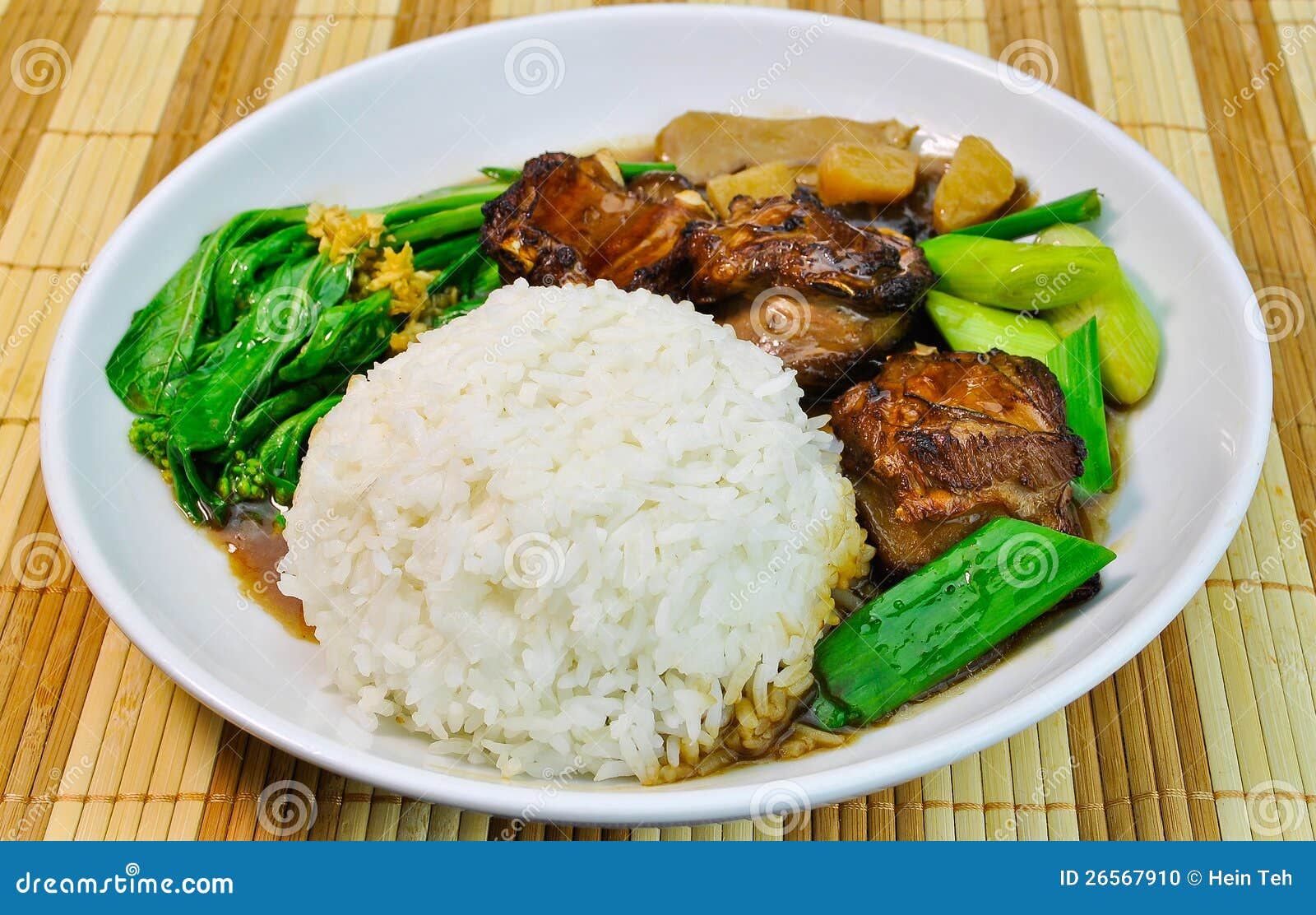 Chinese Food Mutton Rice with Vegetable Stock Photo - Image of dinner ...