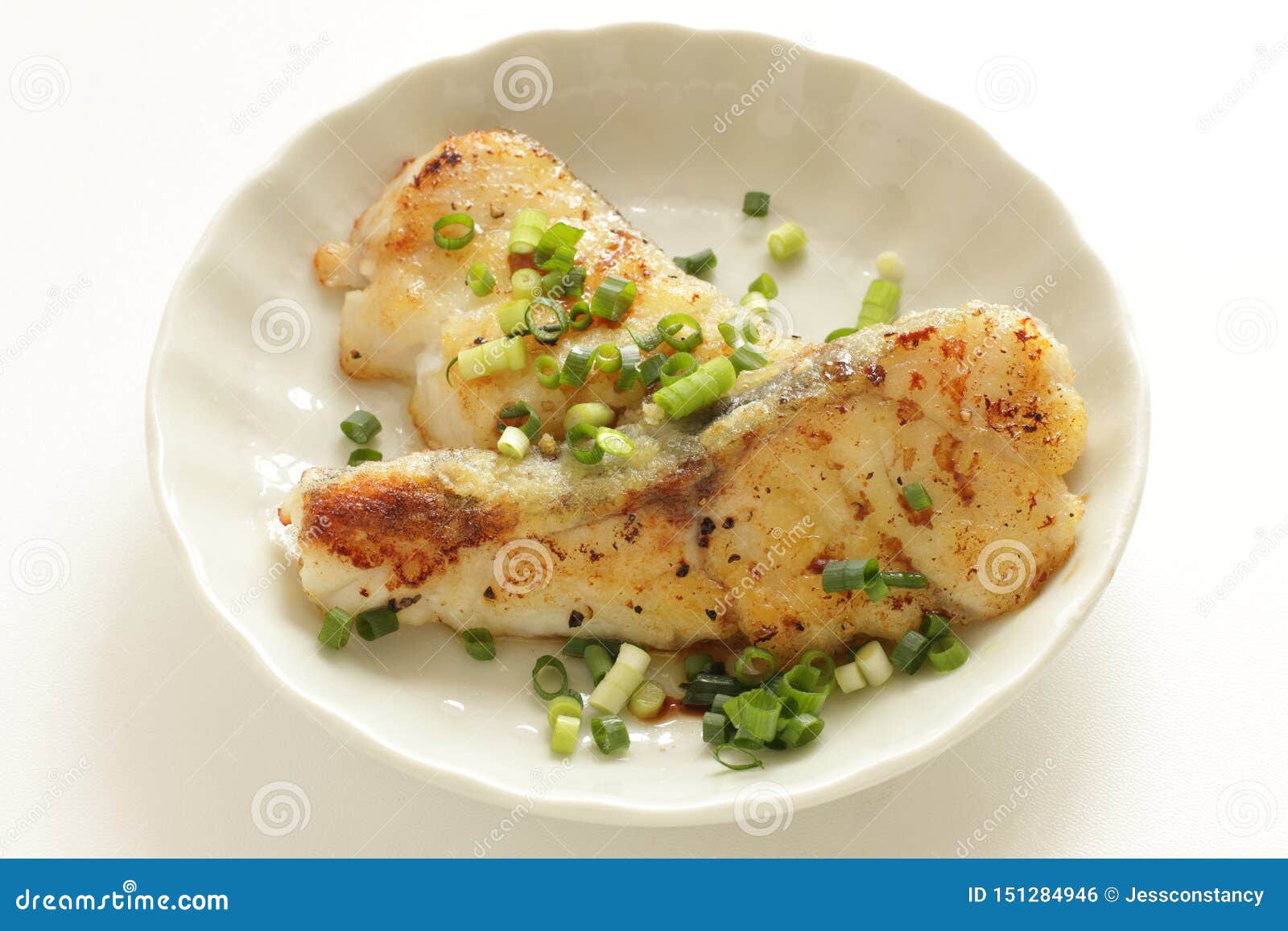 Chinese Food, Pan Fried Cod with Scallion Stock Photo - Image of ...