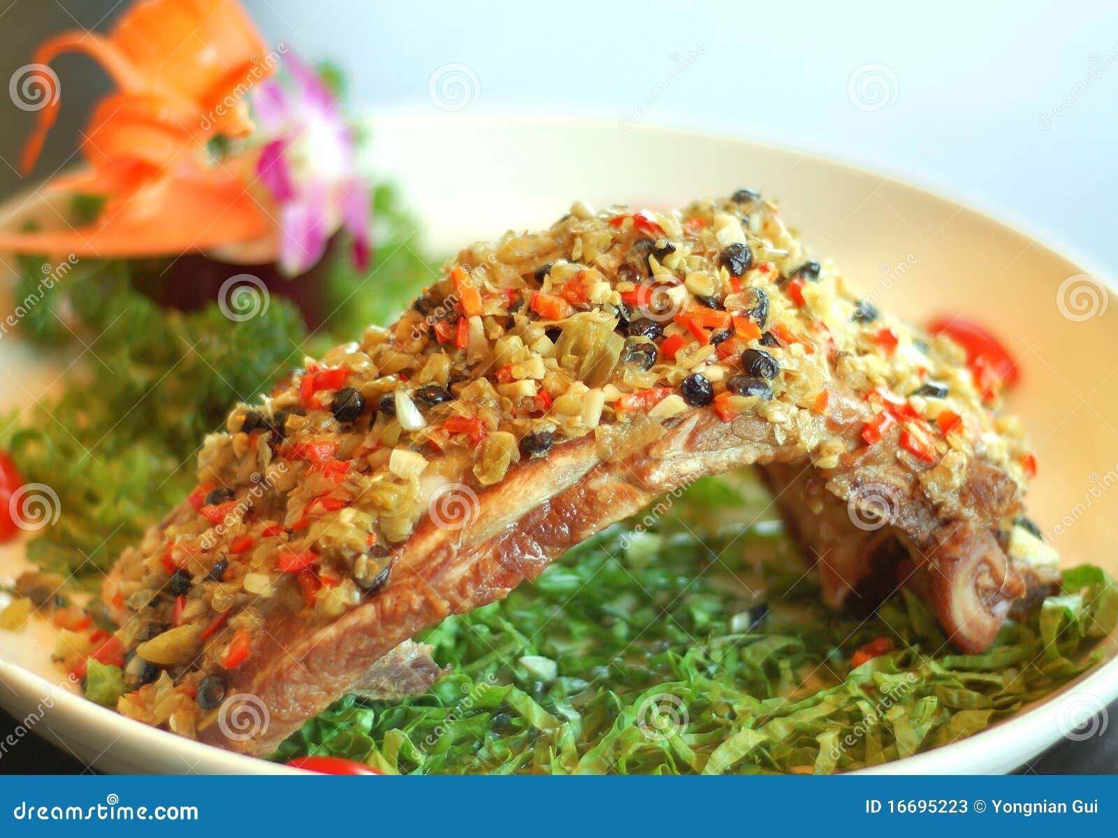 Chinese food: pork chops stock image. Image of platter - 16695223
