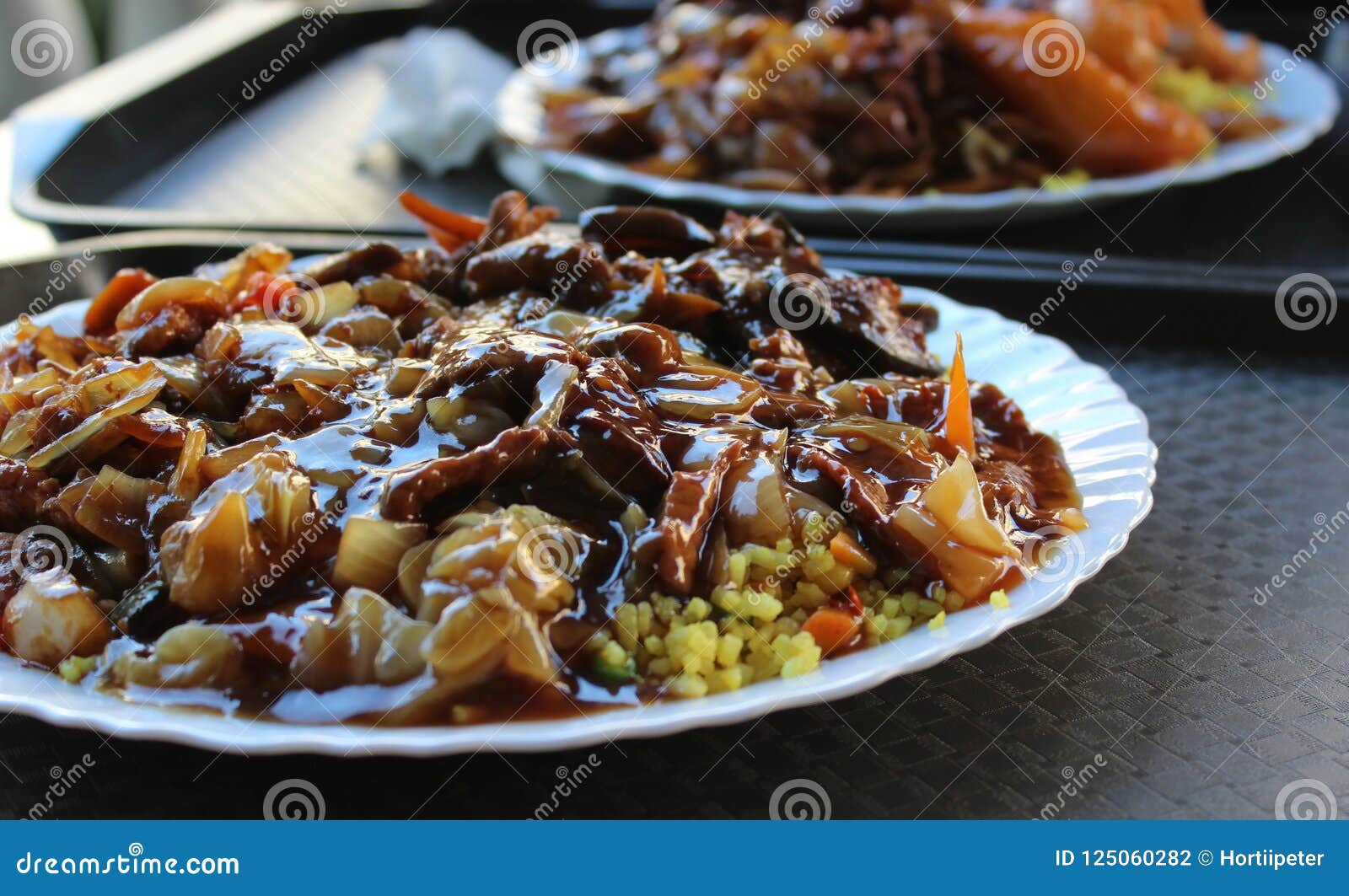 Chinese Food Served on Trays for Food Stock Photo - Image of chopsticks ...