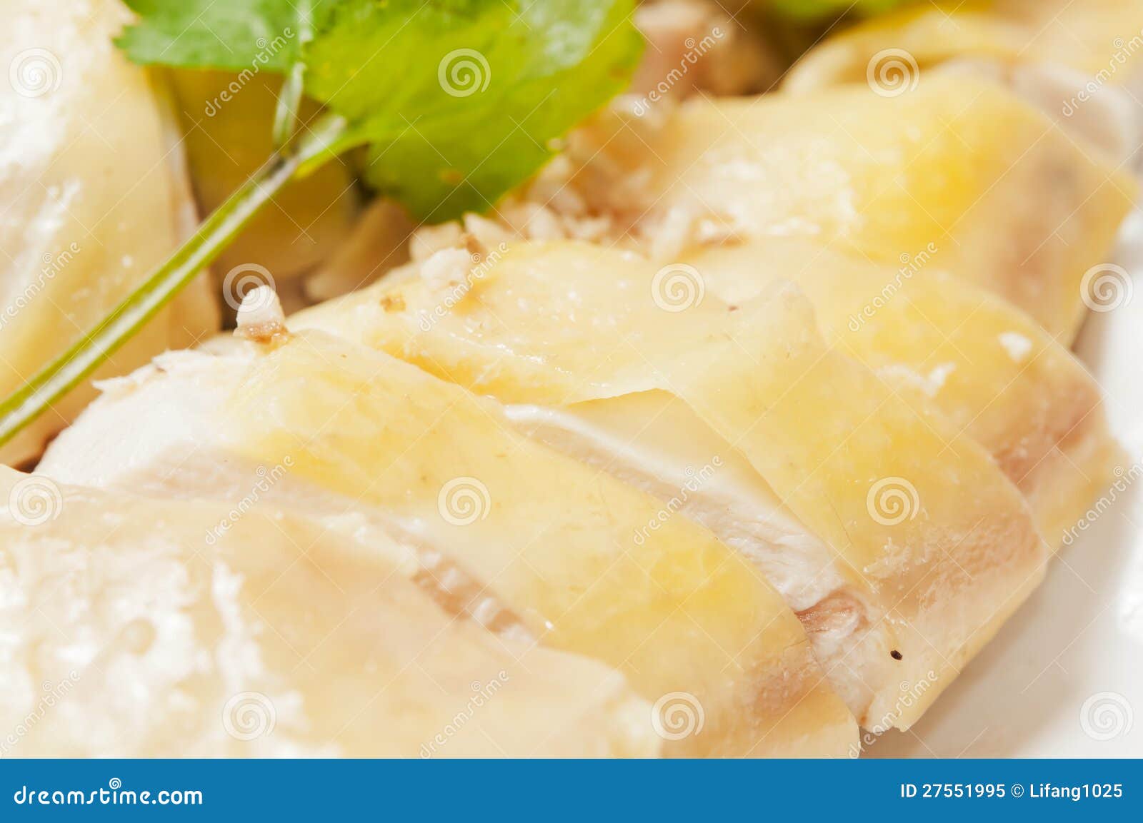 Steam Chicken With Rice Or Hainanese Chicken Rice. Close Up Shot Stock ...