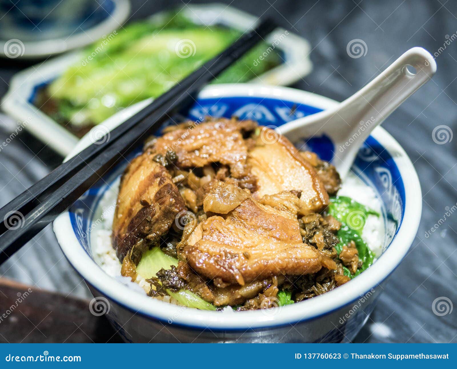 Chinese Food, Stewed Pork with Rice Stock Image - Image of delicious ...