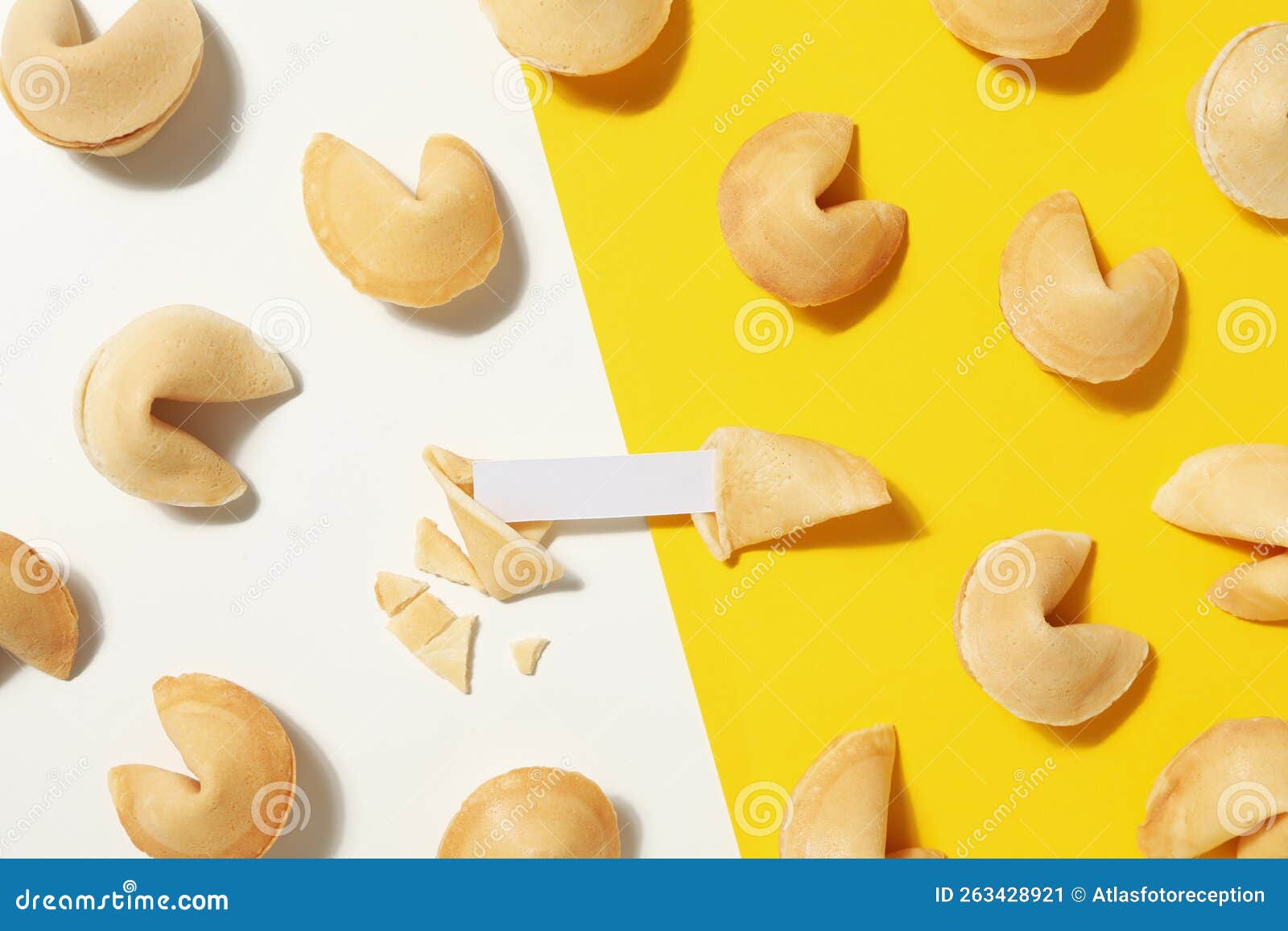 Chinese Fortune Cookies with Prediction Words, Top View Stock Image ...
