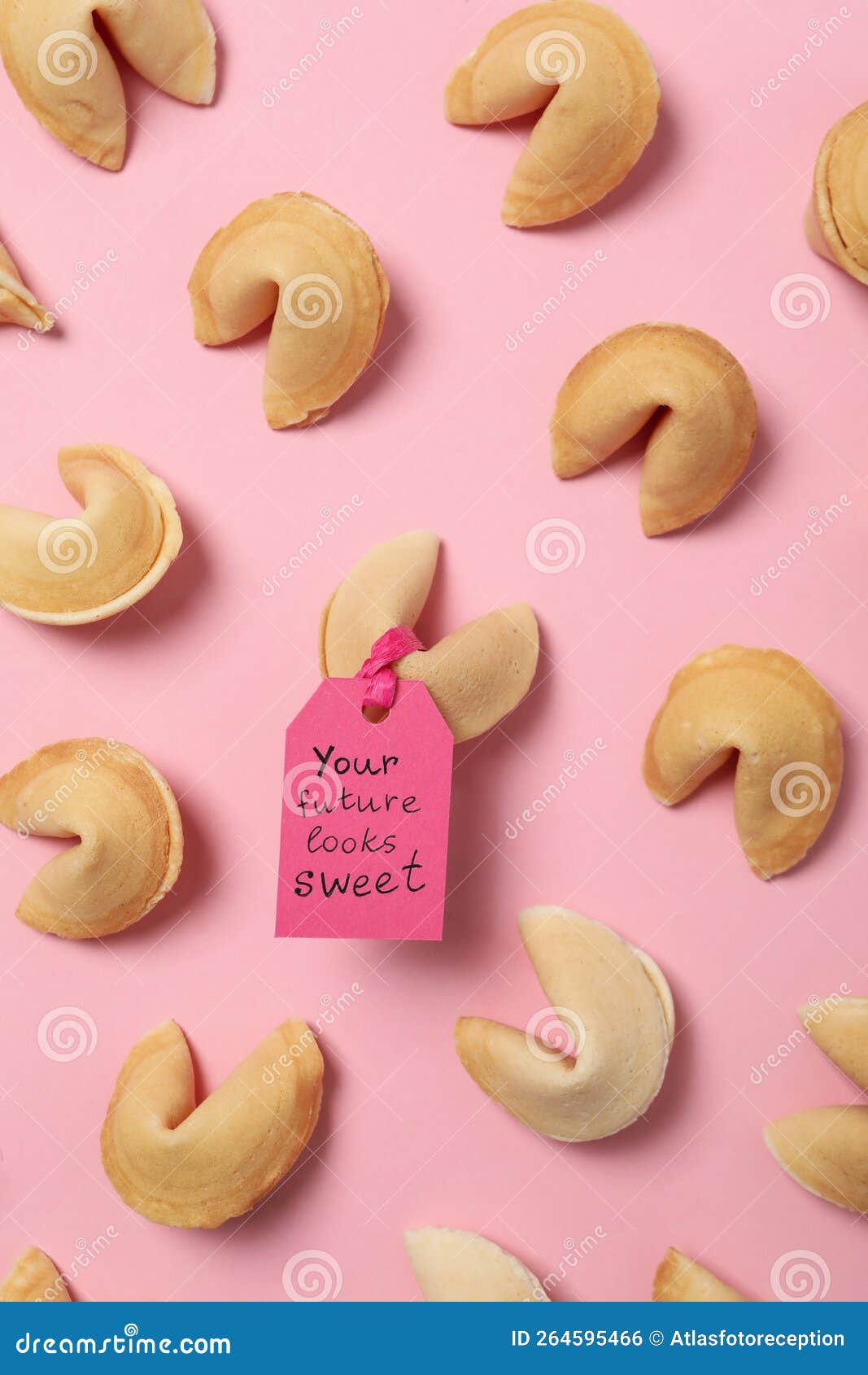 Chinese Fortune Cookies with Prediction Words, Top View Stock Photo ...