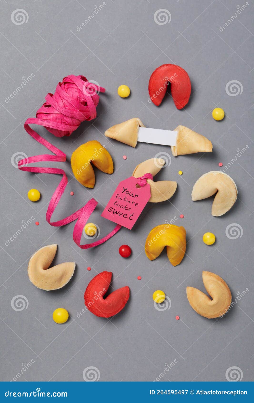 Chinese Fortune Cookies with Prediction Words, Top View Stock Image ...