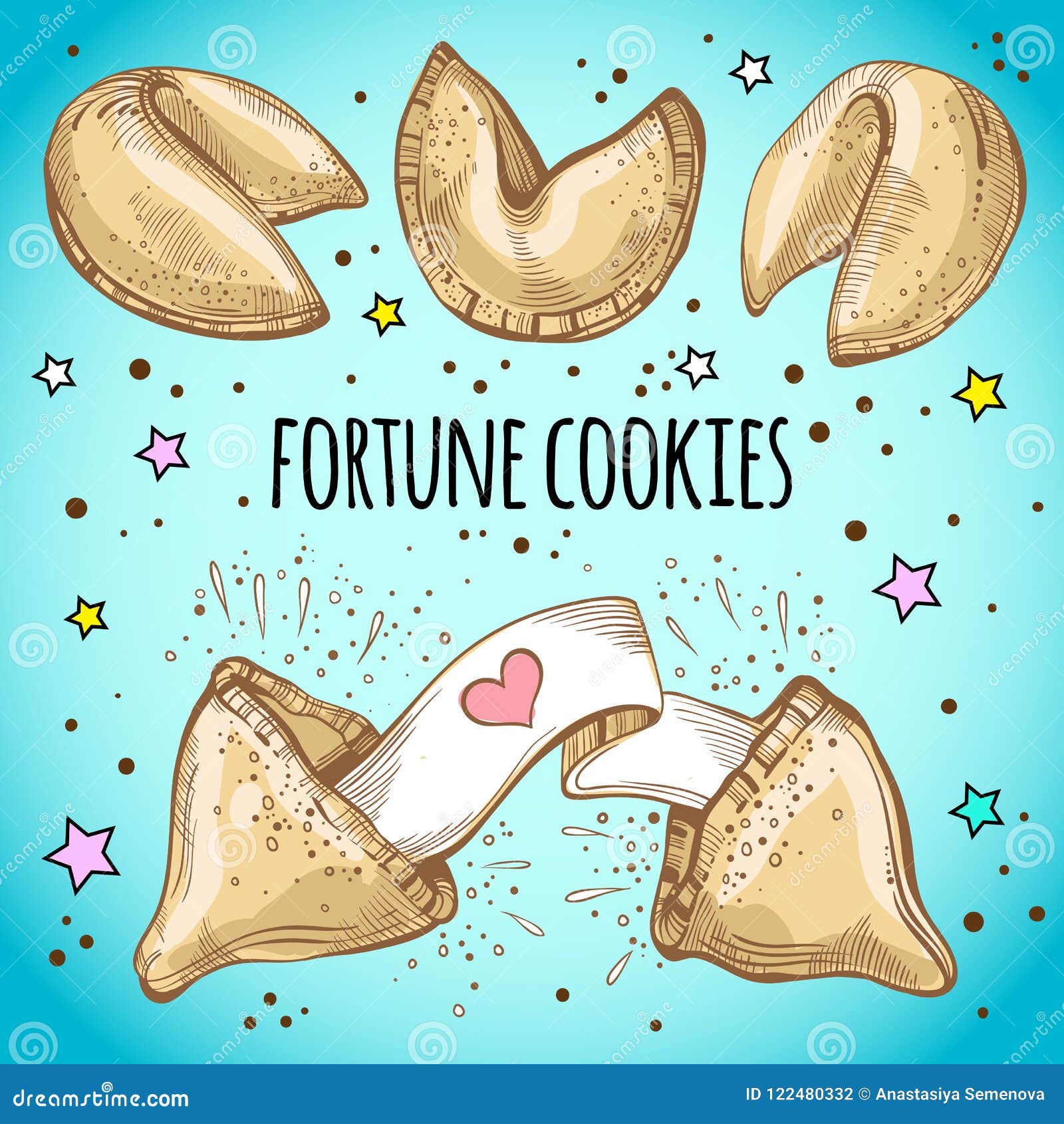 Chinese Fortune Cookies Set. Sketch Style Vector Illustration Stock ... Chinese Fortune Cookies Set. Sketch Style Vector Illustration Stock ...
