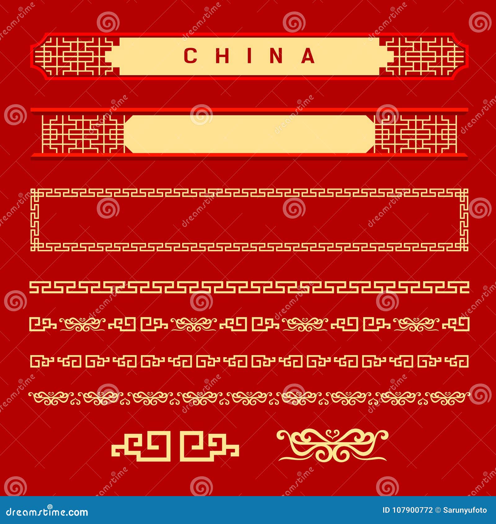 Chinese Frame Style Collections on Red Background Stock Vector ...