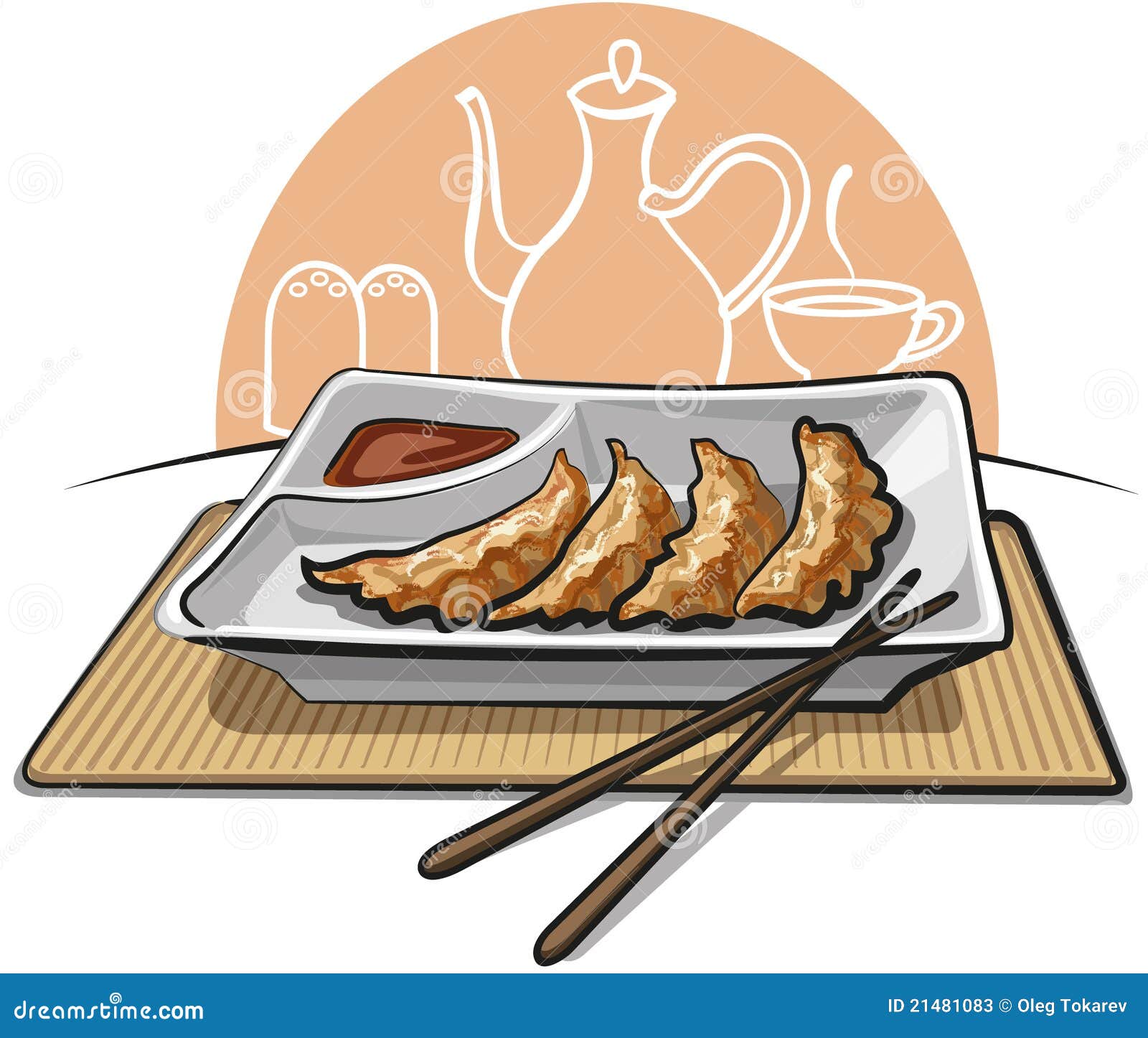 Chinese fried dumplings stock illustration. Illustration of chinese ...