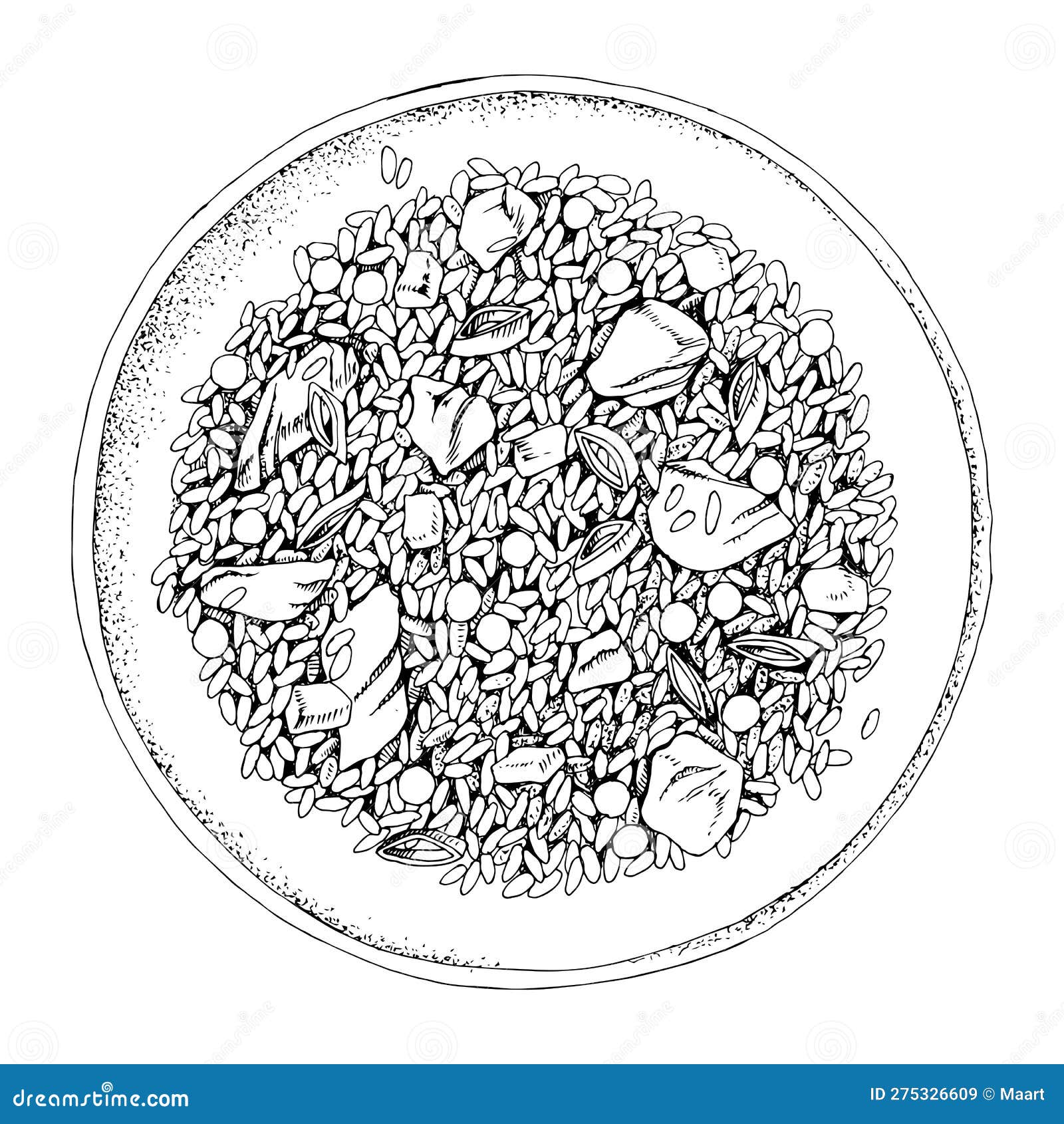 Chinese Fried Rice in a White Plate Stock Vector - Illustration of ...