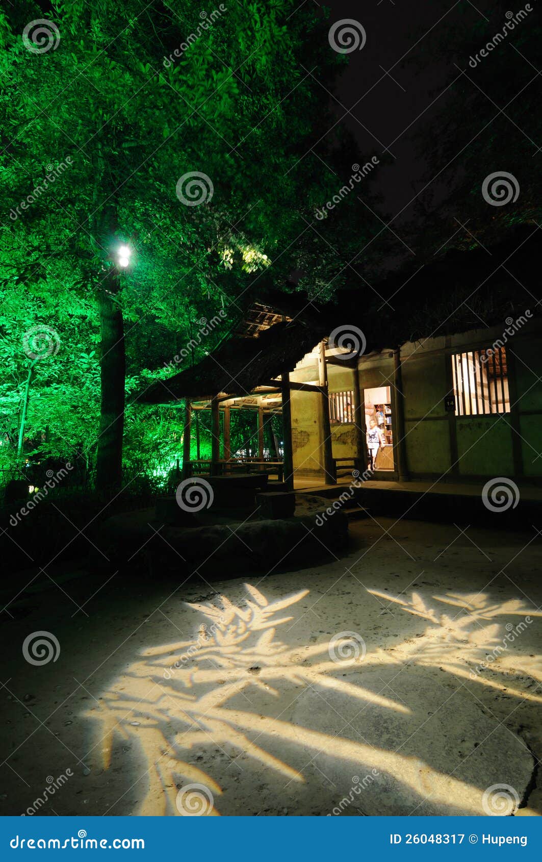 Chinese garden at night editorial photography. Image of architecture ...