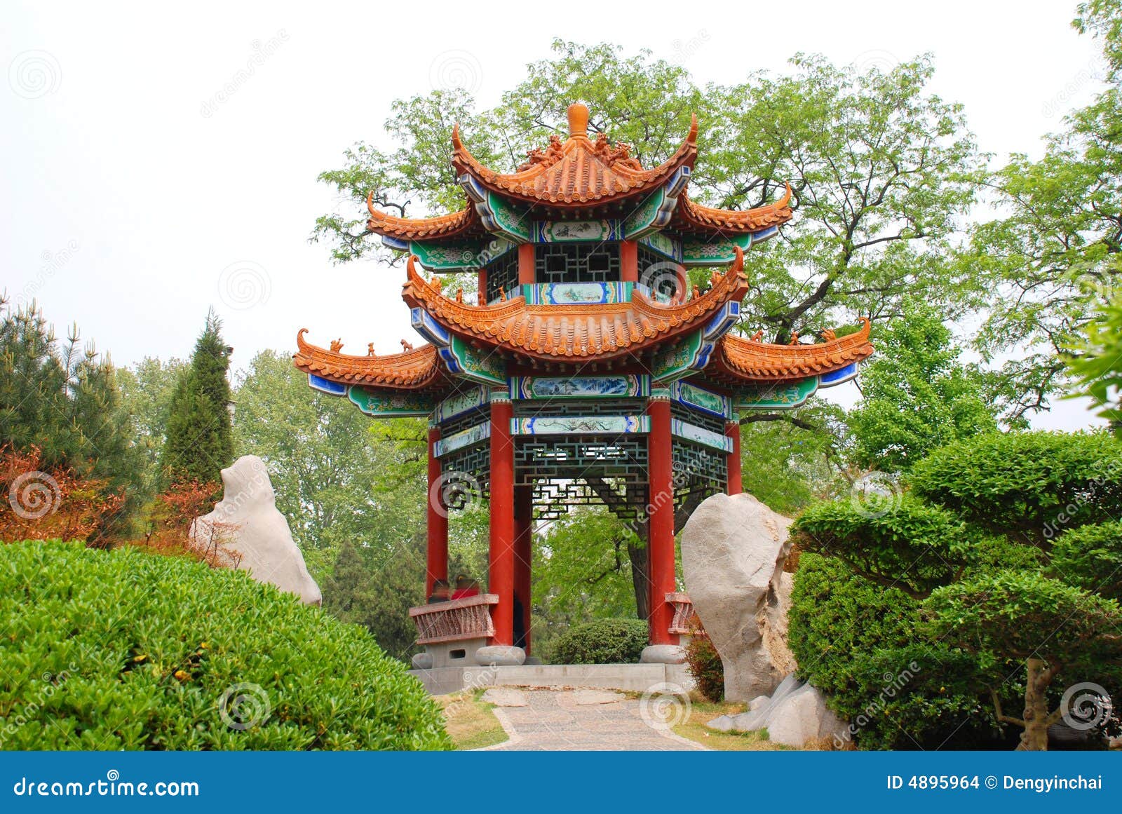 Chinese garden pavilion stock photo. Image of asia, leaves - 4895964