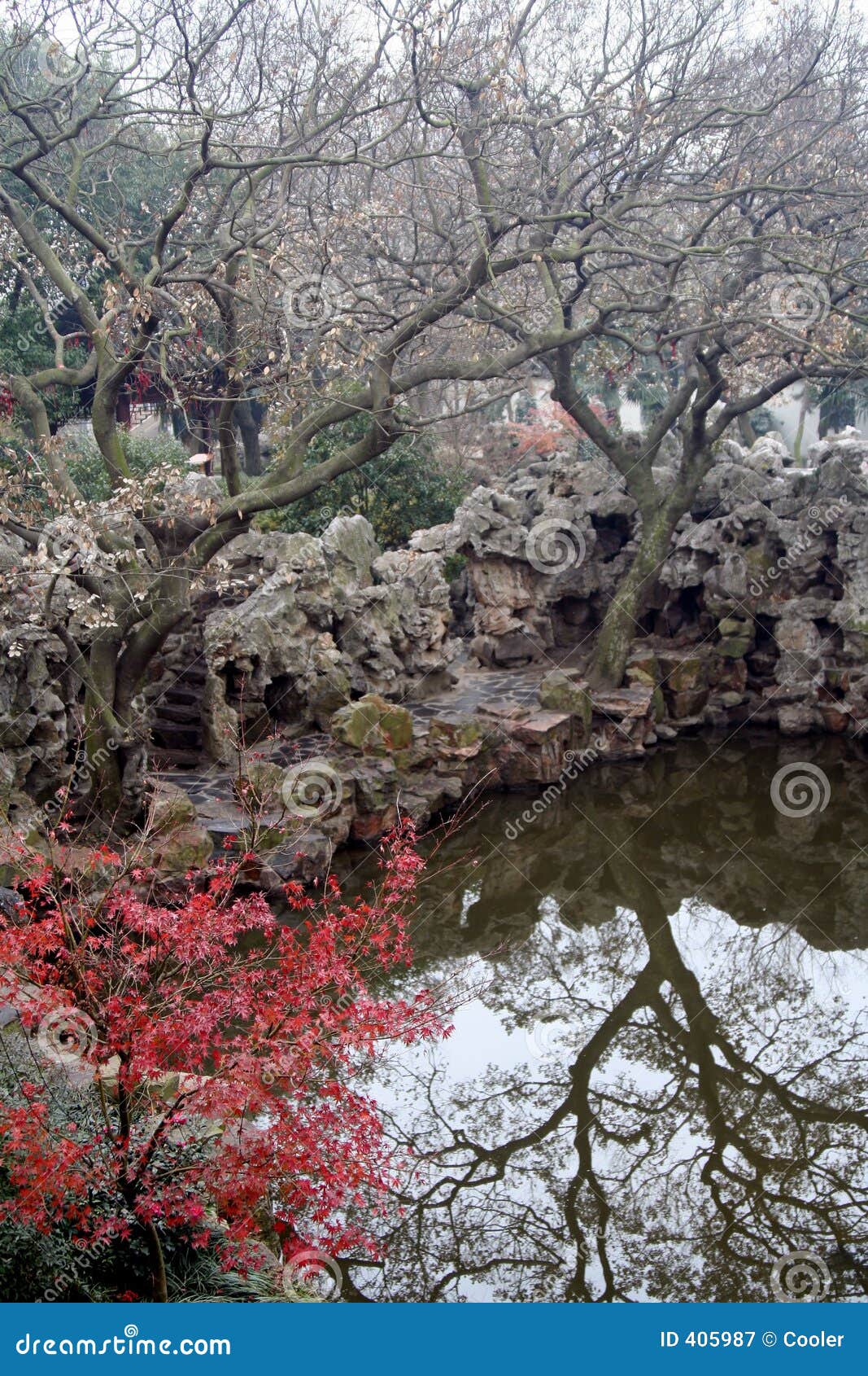 Chinese garden and pond stock image. Image of typical, nature - 405987