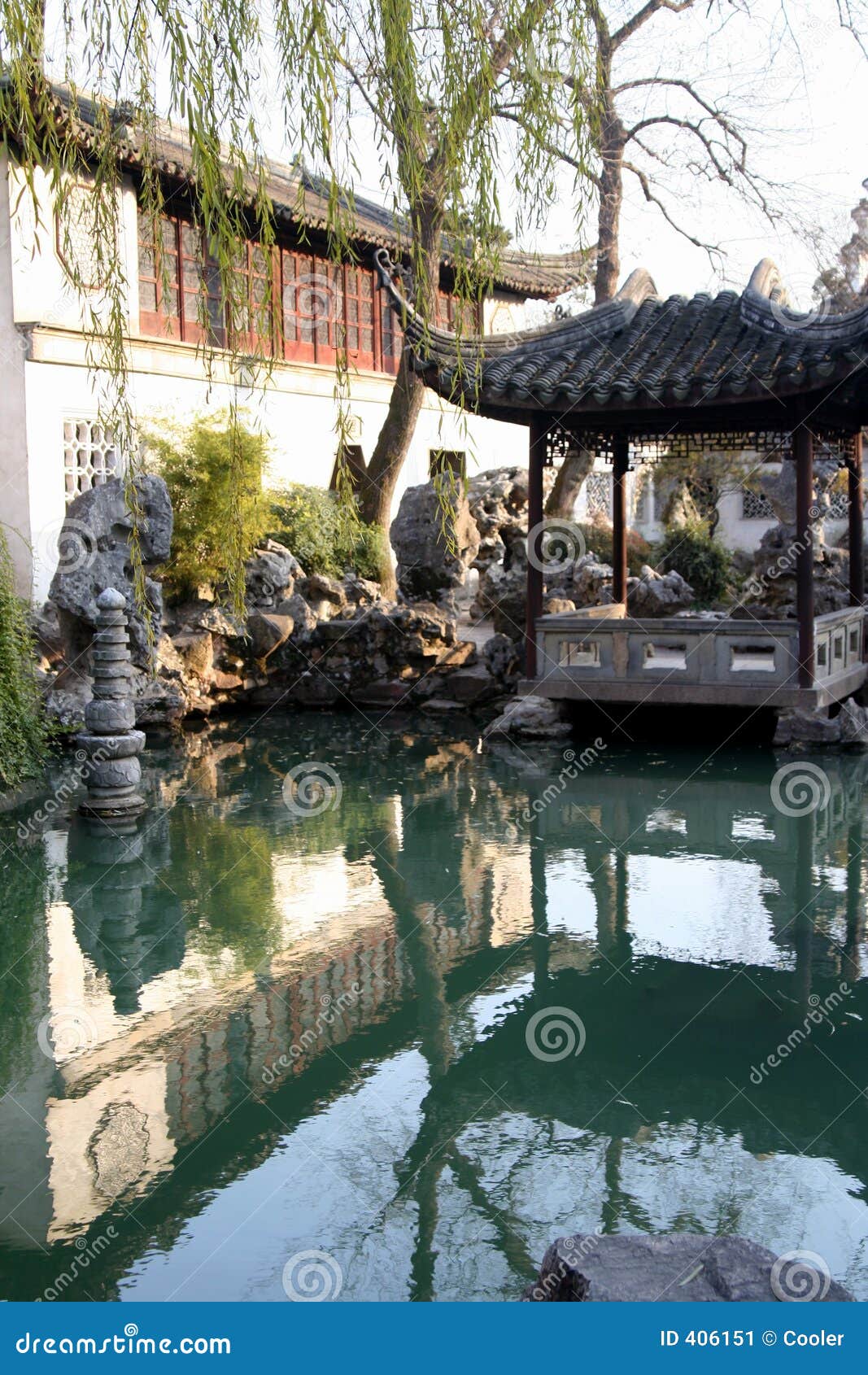 Chinese garden and pond stock image. Image of outdoor, garden - 406151