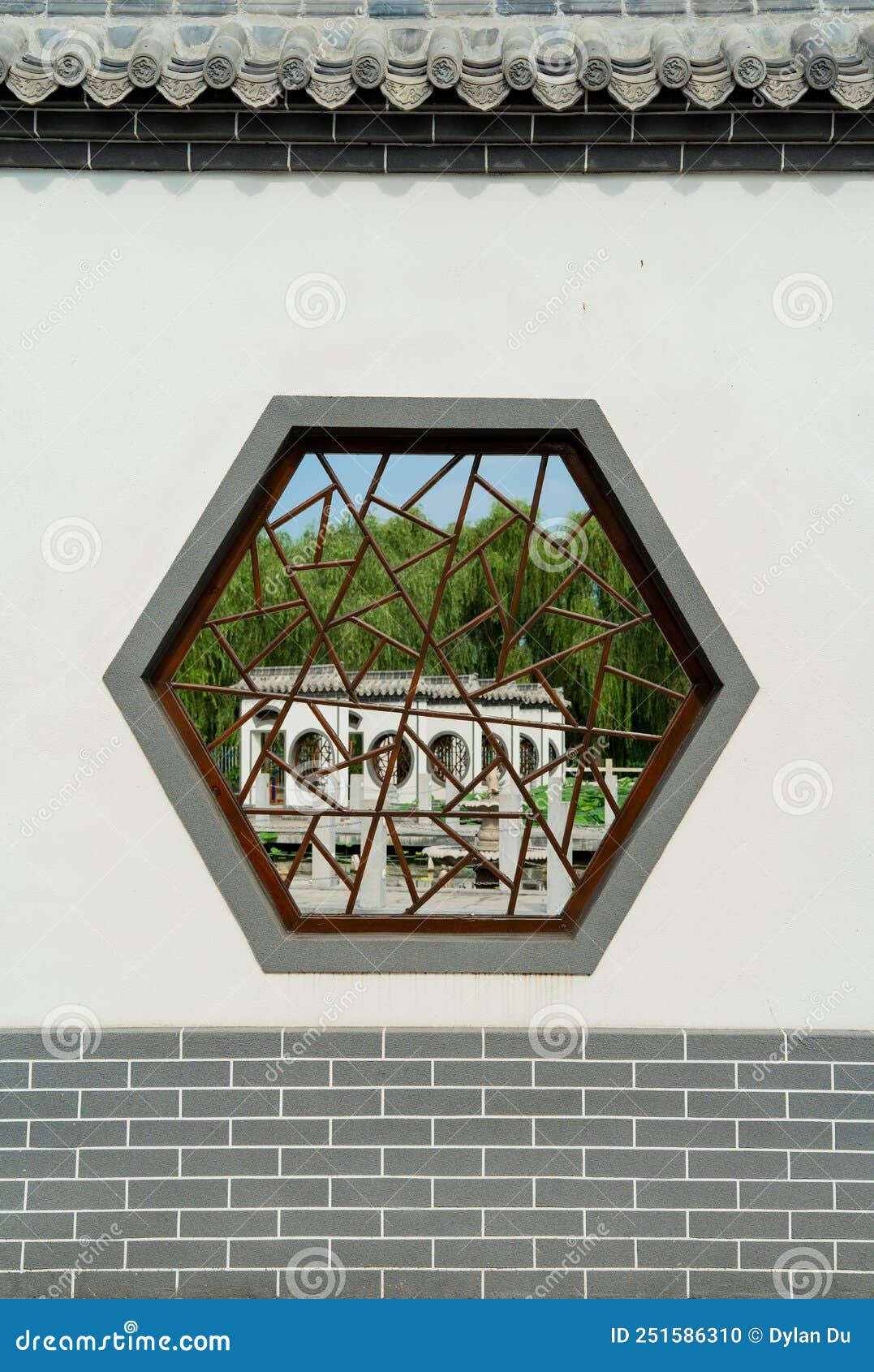 Chinese garden window stock photo. Image of window, leakage - 251586310