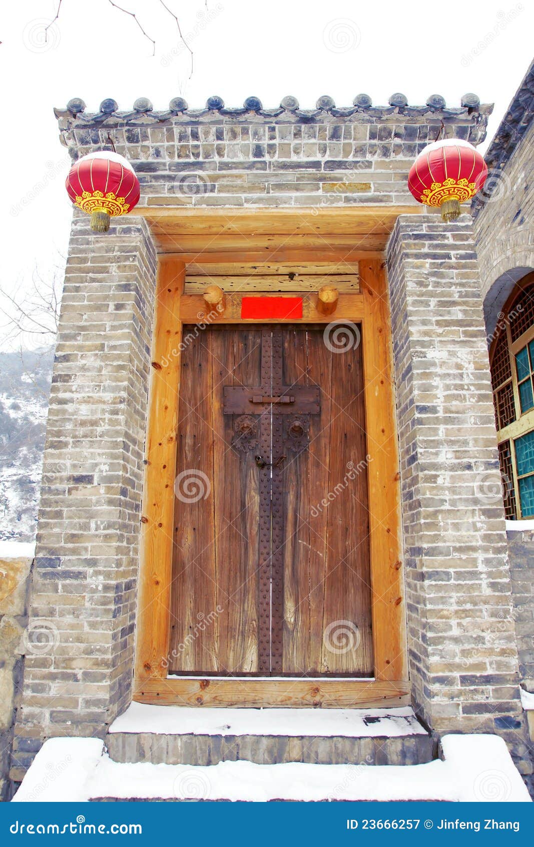 Chinese gate stock image. Image of brick, lock, conventional - 23666257
