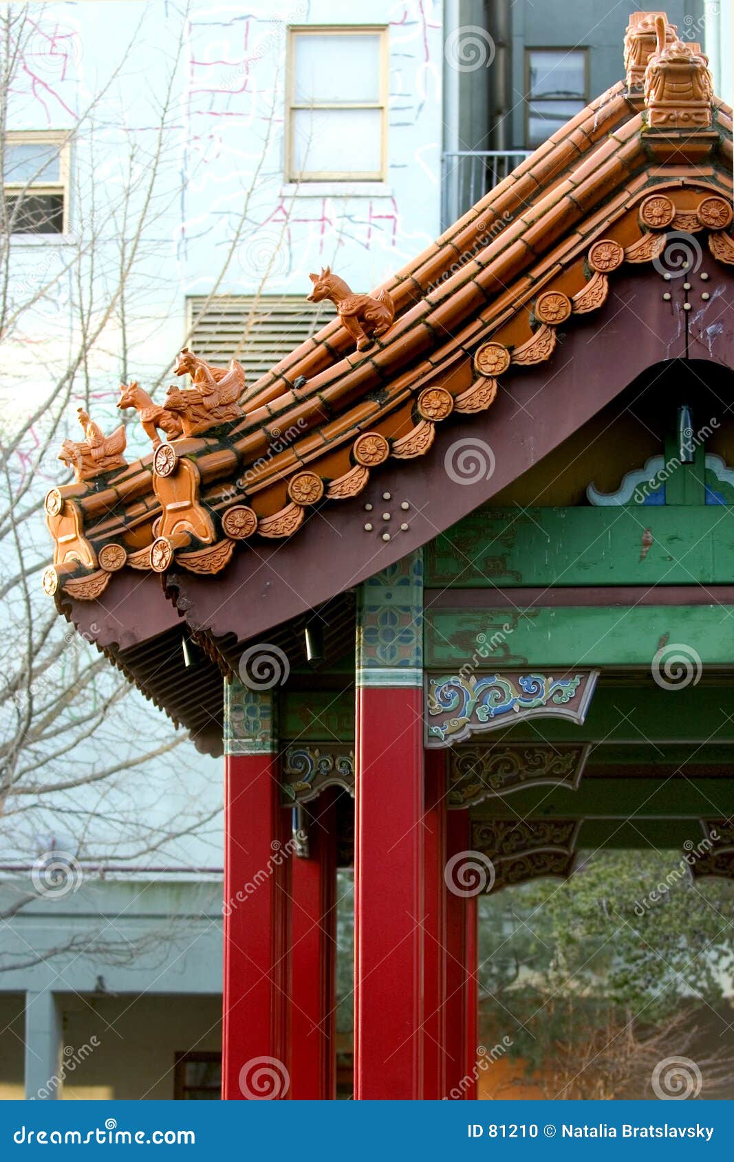 Chinese Gate in Chinatown stock photo. Image of yellow, green - 81210