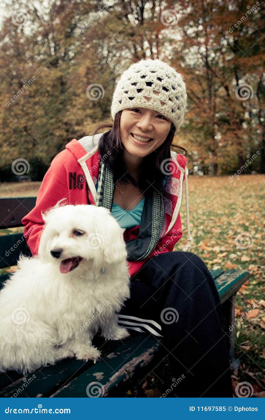 Chinese girl with a dog stock image. Image of beautiful - 11697585