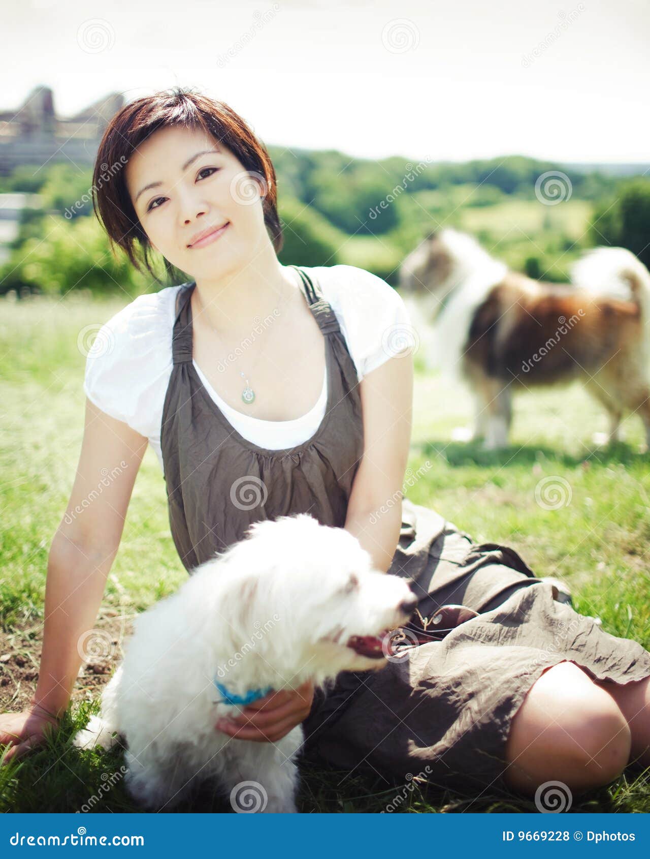Chinese girl with a dog stock photo. Image of girl, women - 9669228