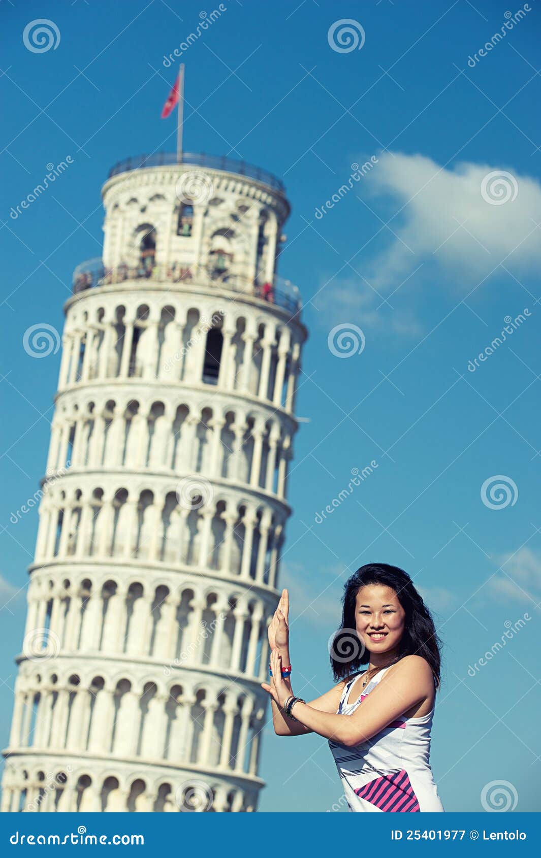 Chinese Girl with Leaning Tower of Pisa Stock Image - Image of italy ...