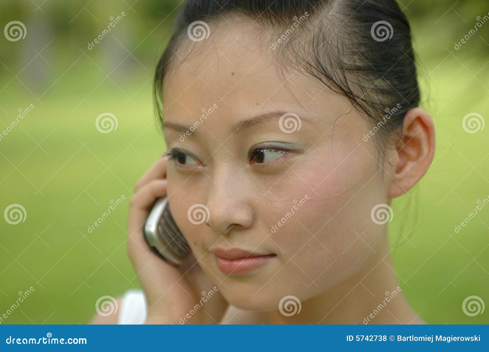 Chinese Girl with Mobile Phone Stock Photo - Image of alone, person ...