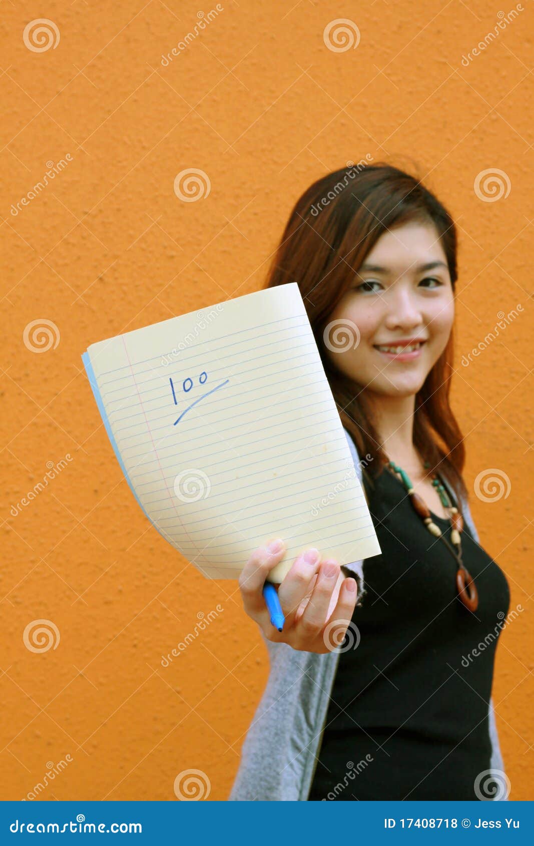 A Chinese Girl Shows Full Mark on Sheet Stock Photo - Image of ...