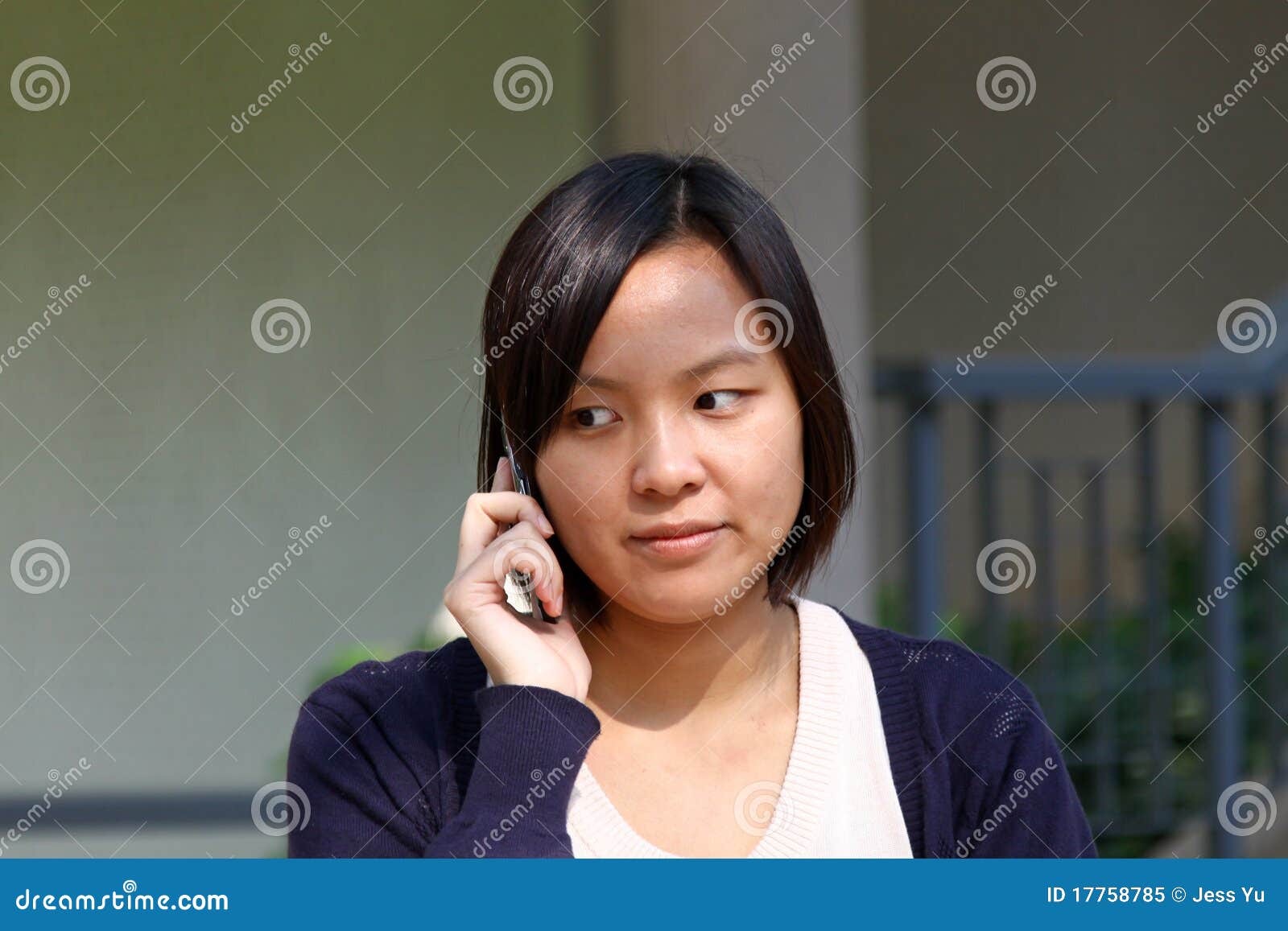 Chinese Girl Who is Talking in Phone Stock Image - Image of looking ...