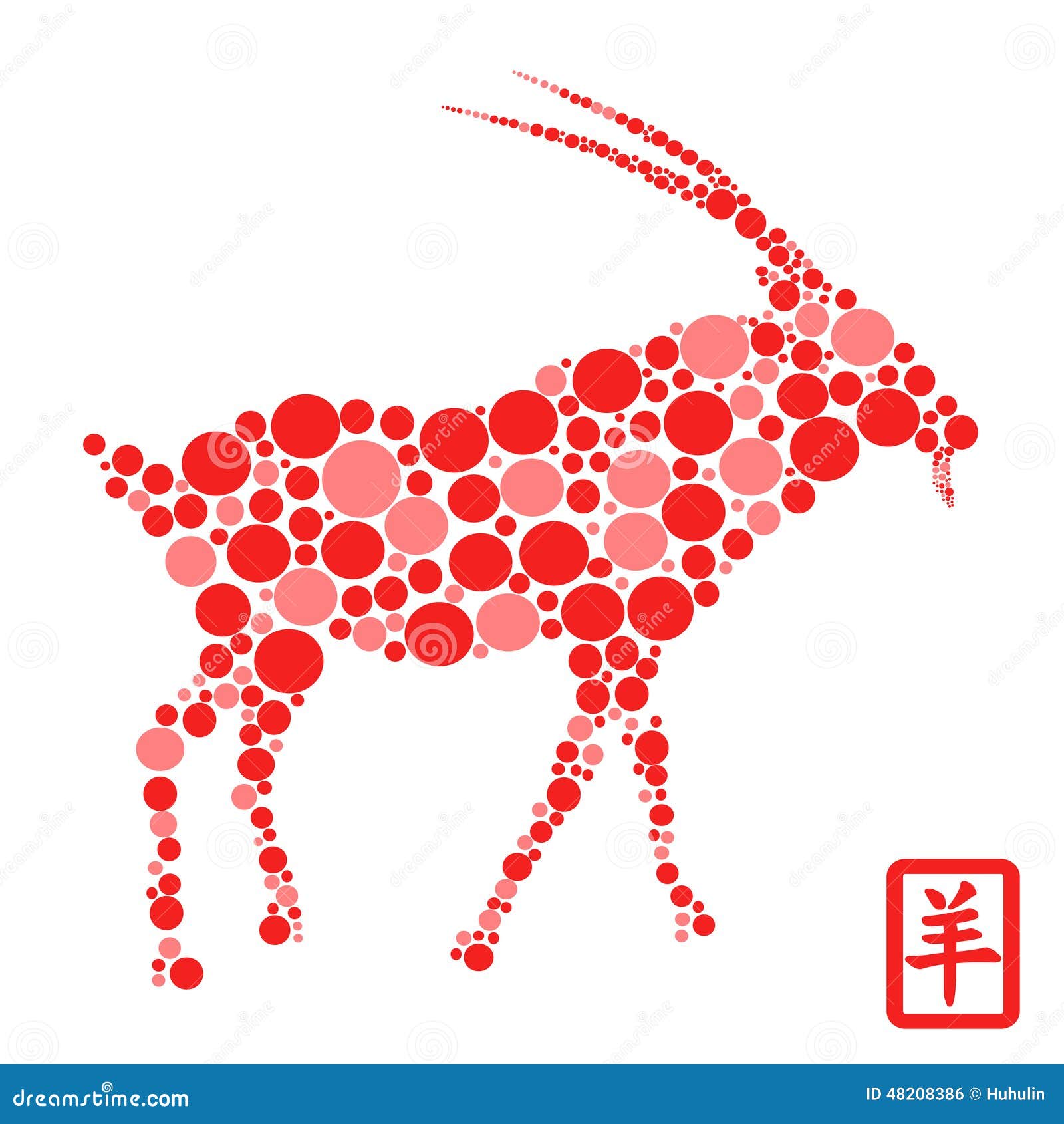 Chinese Goat Year with Red Dots Stock Vector - Illustration of circles ...