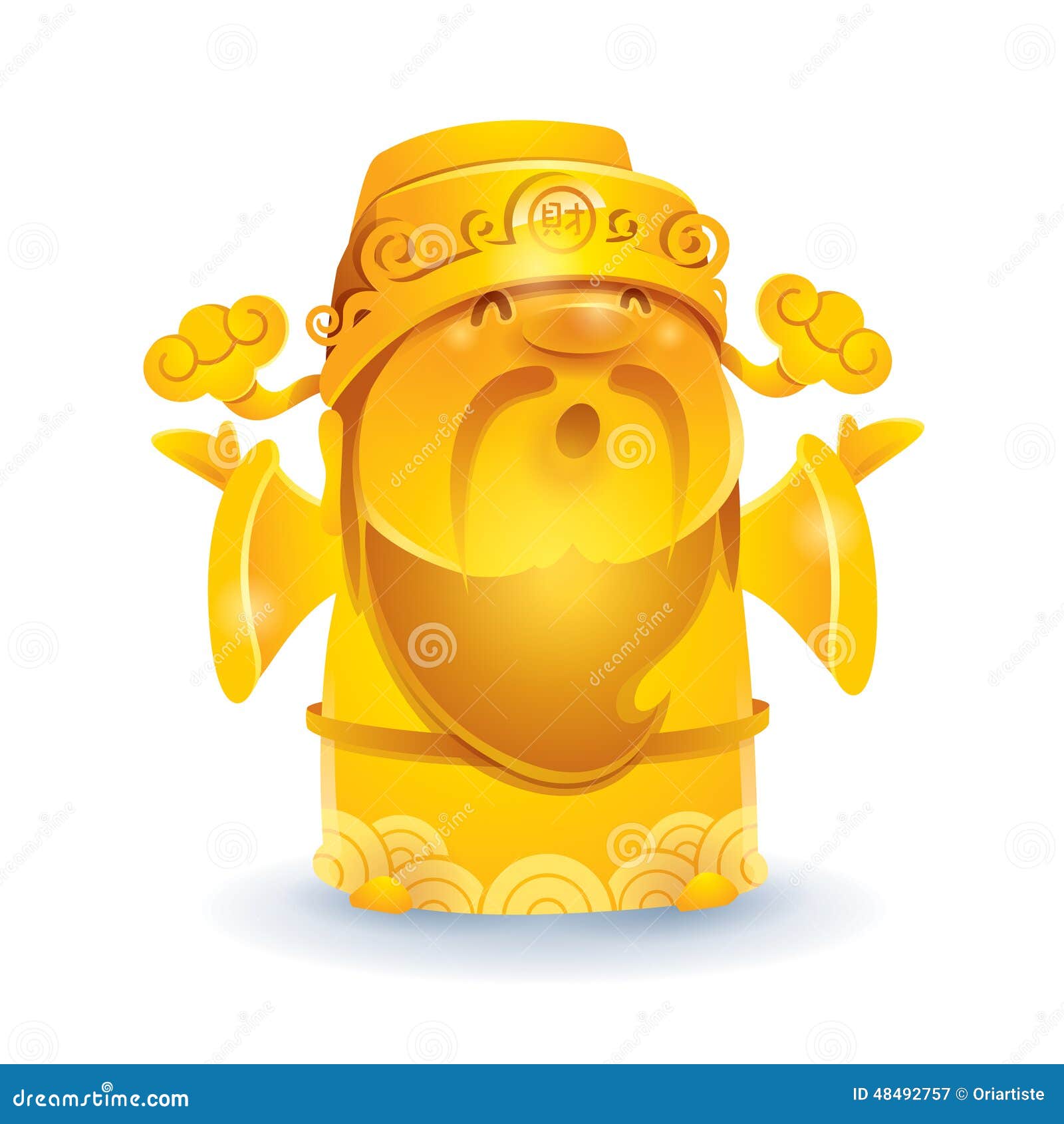 Chinese God Van Gouden Rijkdom - Vector Illustratie - Illustration of ...
