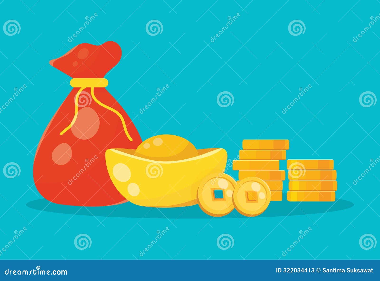 Chinese Gold Bars Vector Illustration Stock Vector - Illustration of ...
