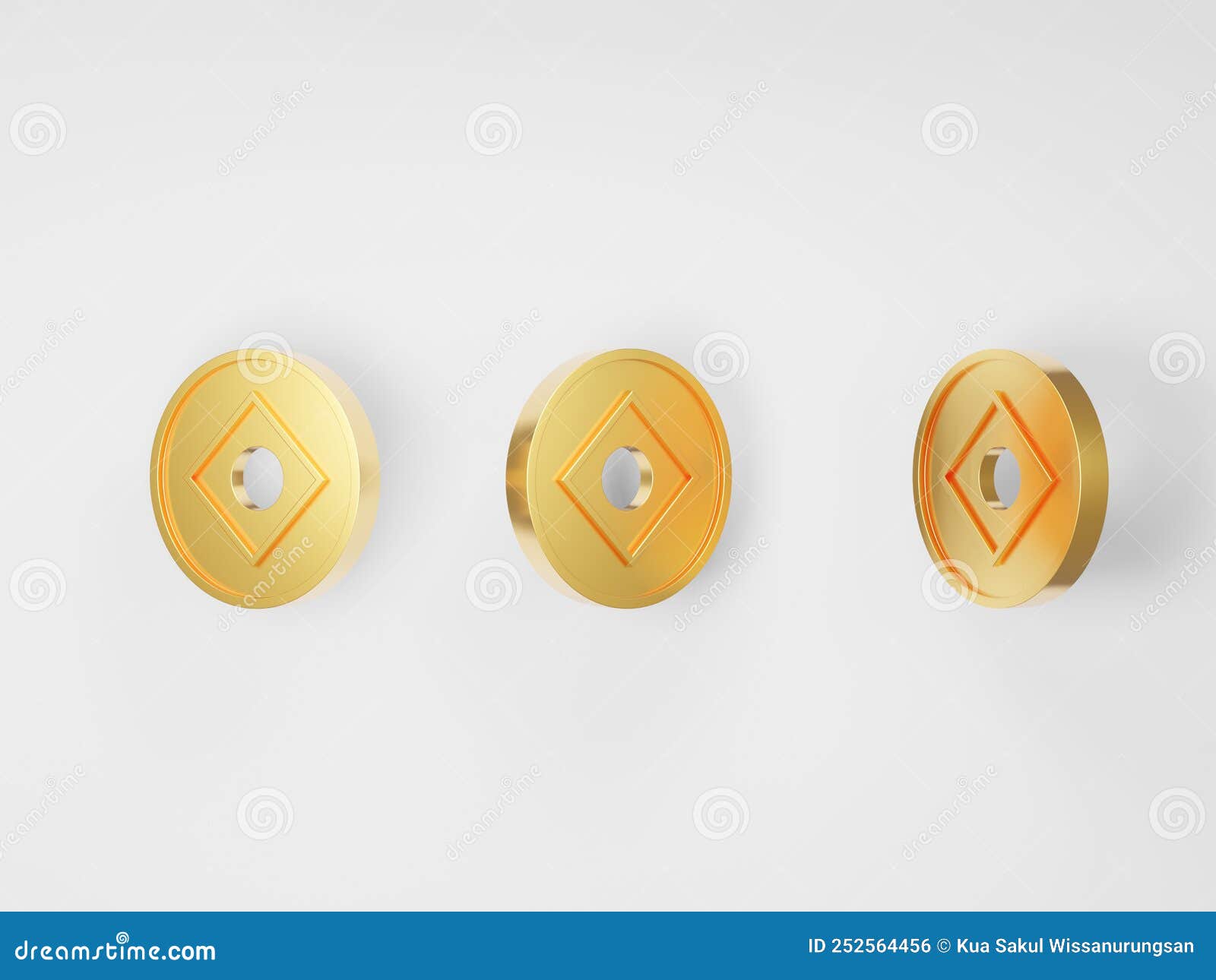 3D Chinese Gold Coin on a White Background Stock Illustration ...