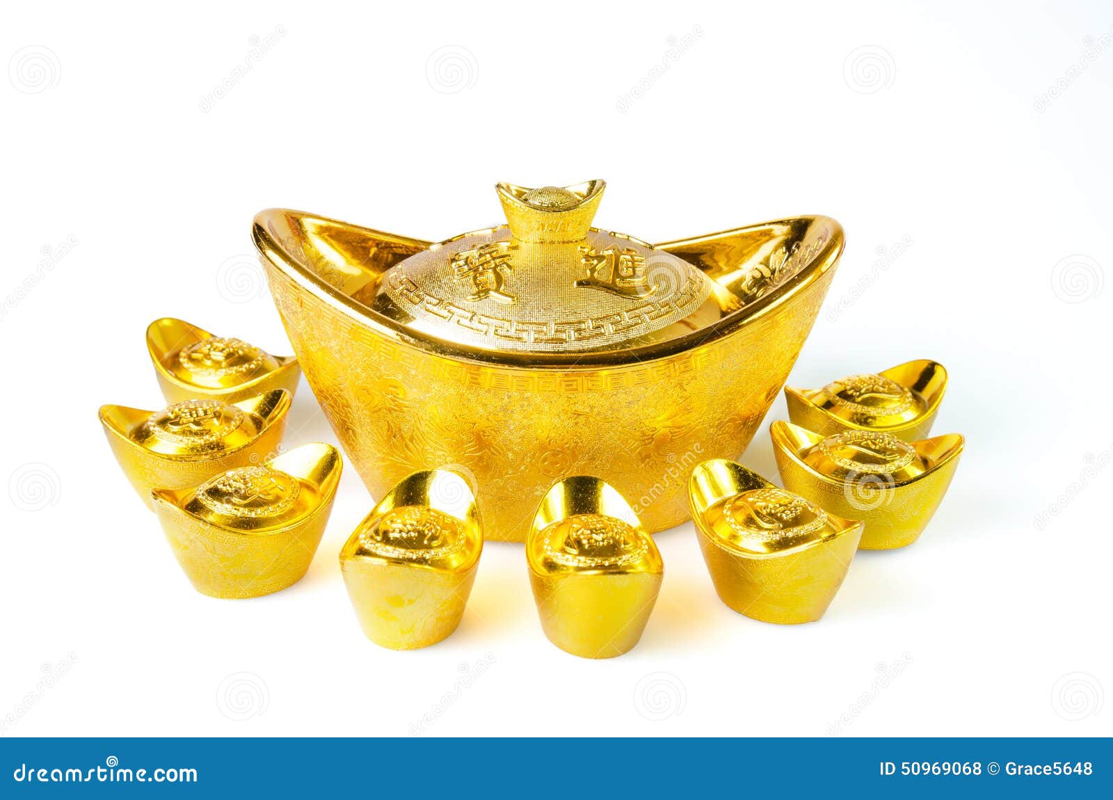 Chinese Gold Ingots Decoration Stock Photo - Image of prosperity ...