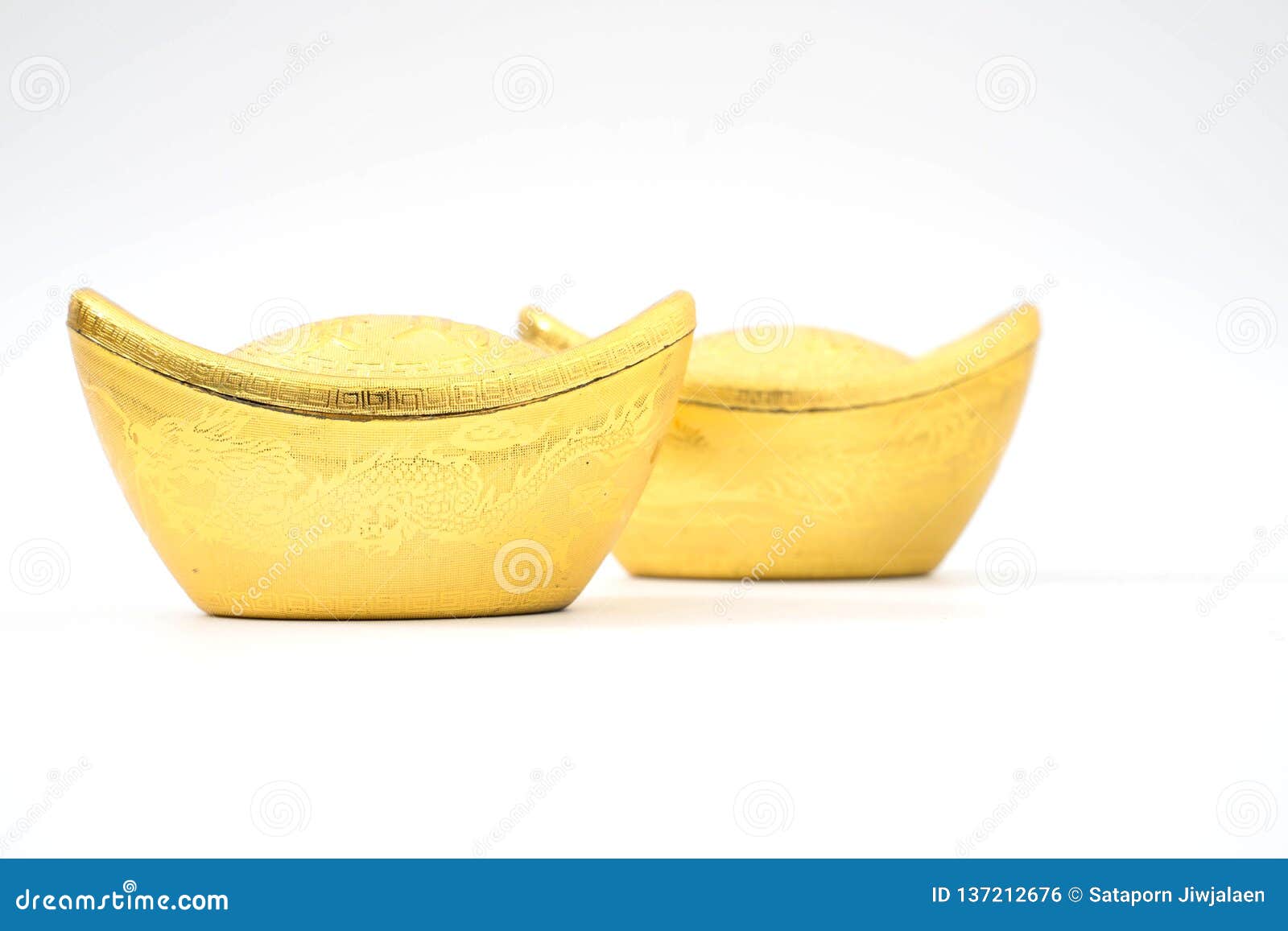 Chinese Gold Ingots Isolated on White Stock Photo - Image of gold ...